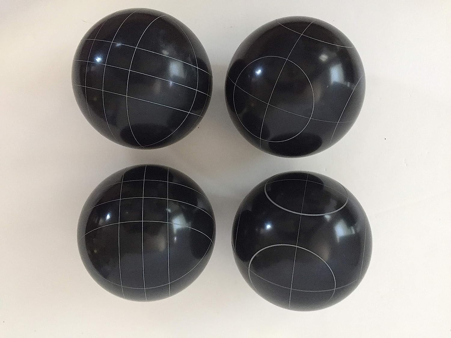 Pack of 4-107mm Bocce Balls (5 of 8) - Black with 2 Different Scoring ...