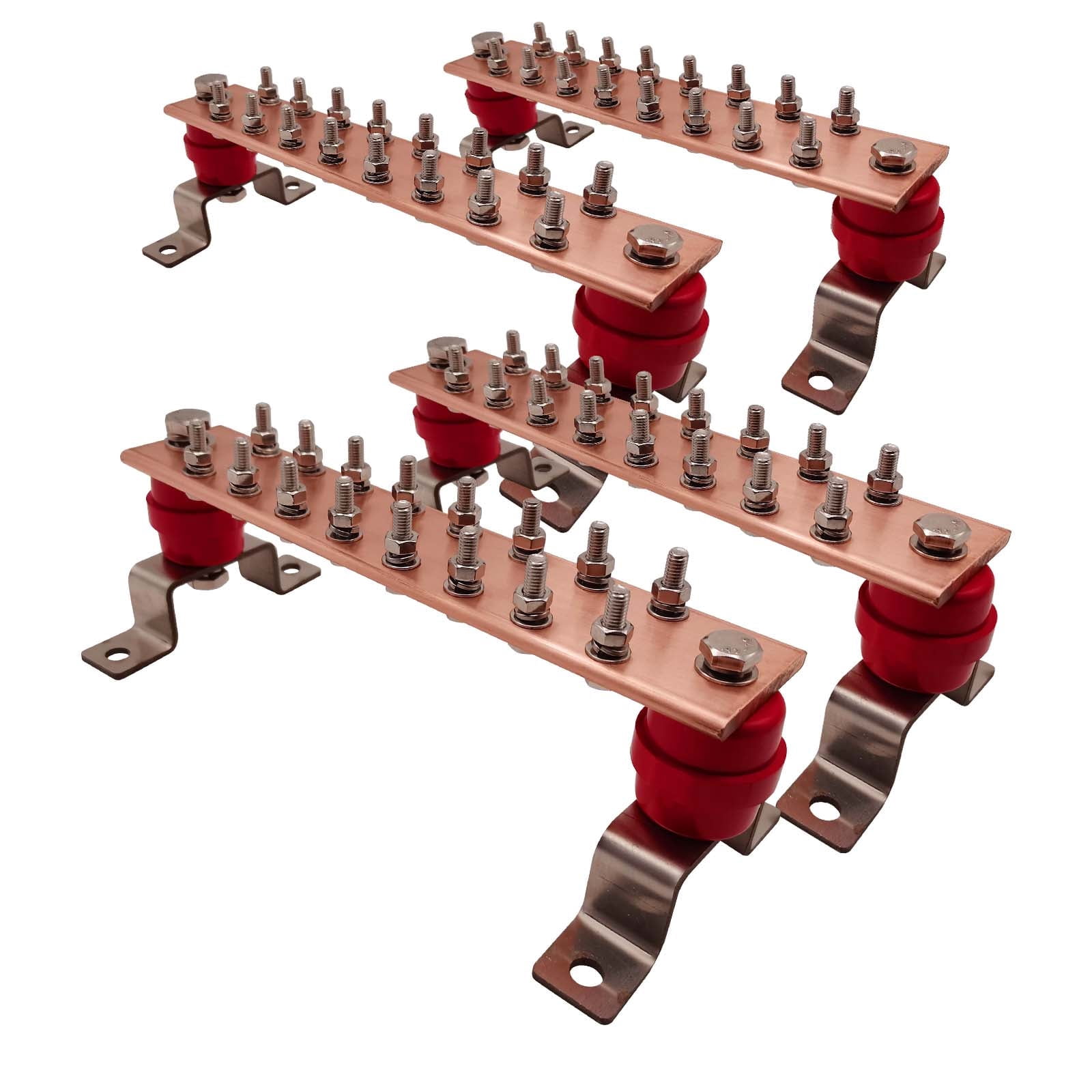 Pack of 4, 16‘’ Copper bus bar, Grounding Bar Kit with Stainles ...