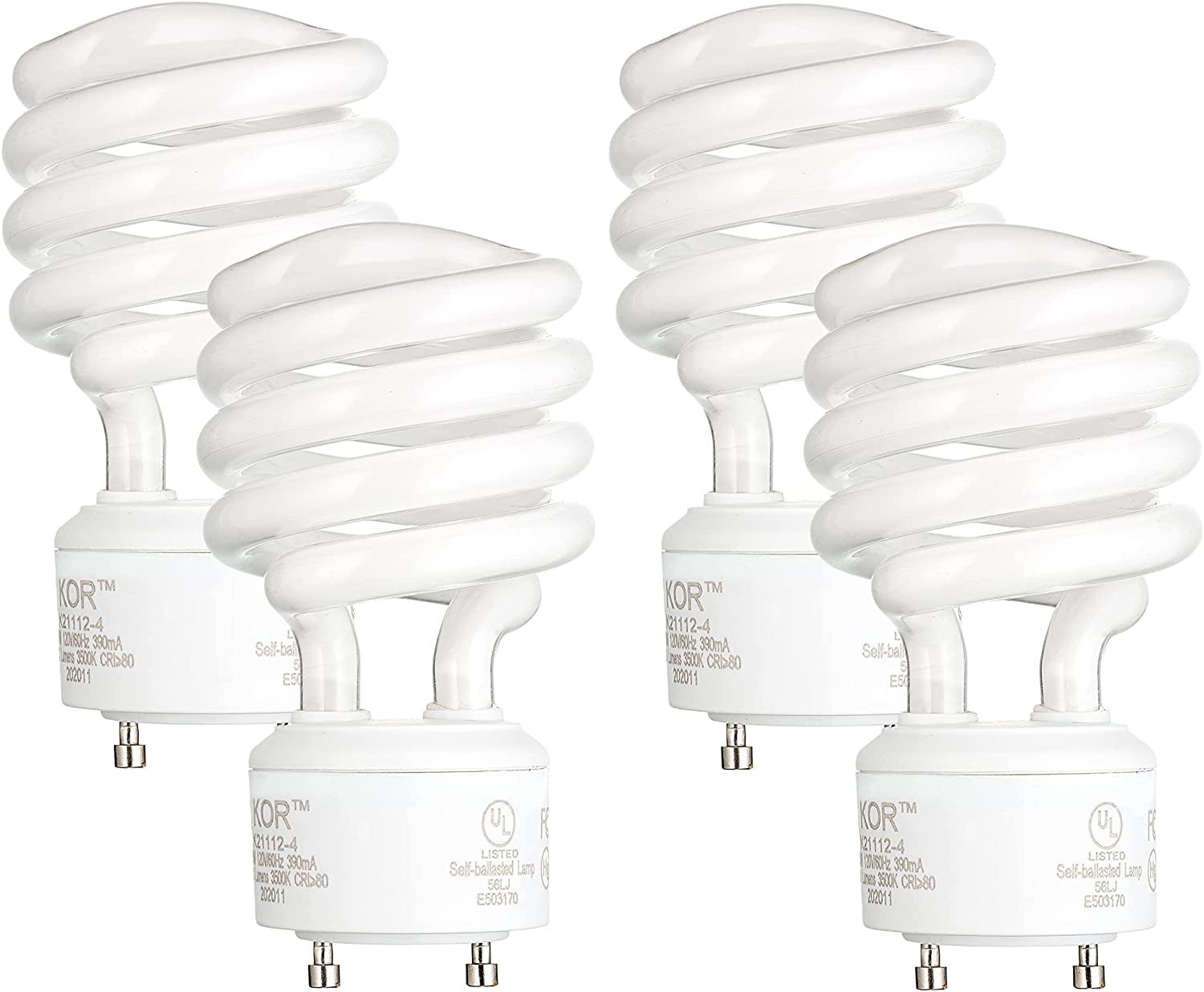 (Pack of 4) 23 Watt Mini Spiral - GU24 Base - (100W Equivt) - T2 Mini ...
