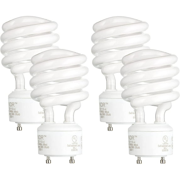 (Pack of 4) 23 Watt Mini Spiral - GU24 Base - (100W Equivt) - T2 Mini ...