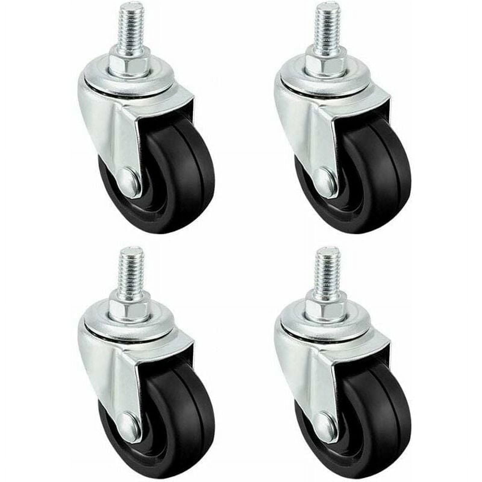 Pack of 4 40mm Rubber Wheels with M8 Threaded Axle, Ideal for DIY ...