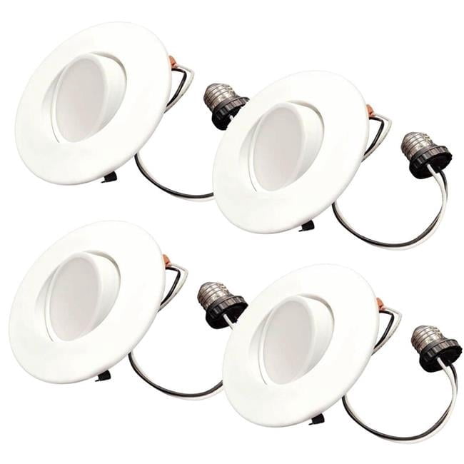 Pack of (4) 9 Watt Adjustable 4'' Integrated LED Recessed Downlight ...