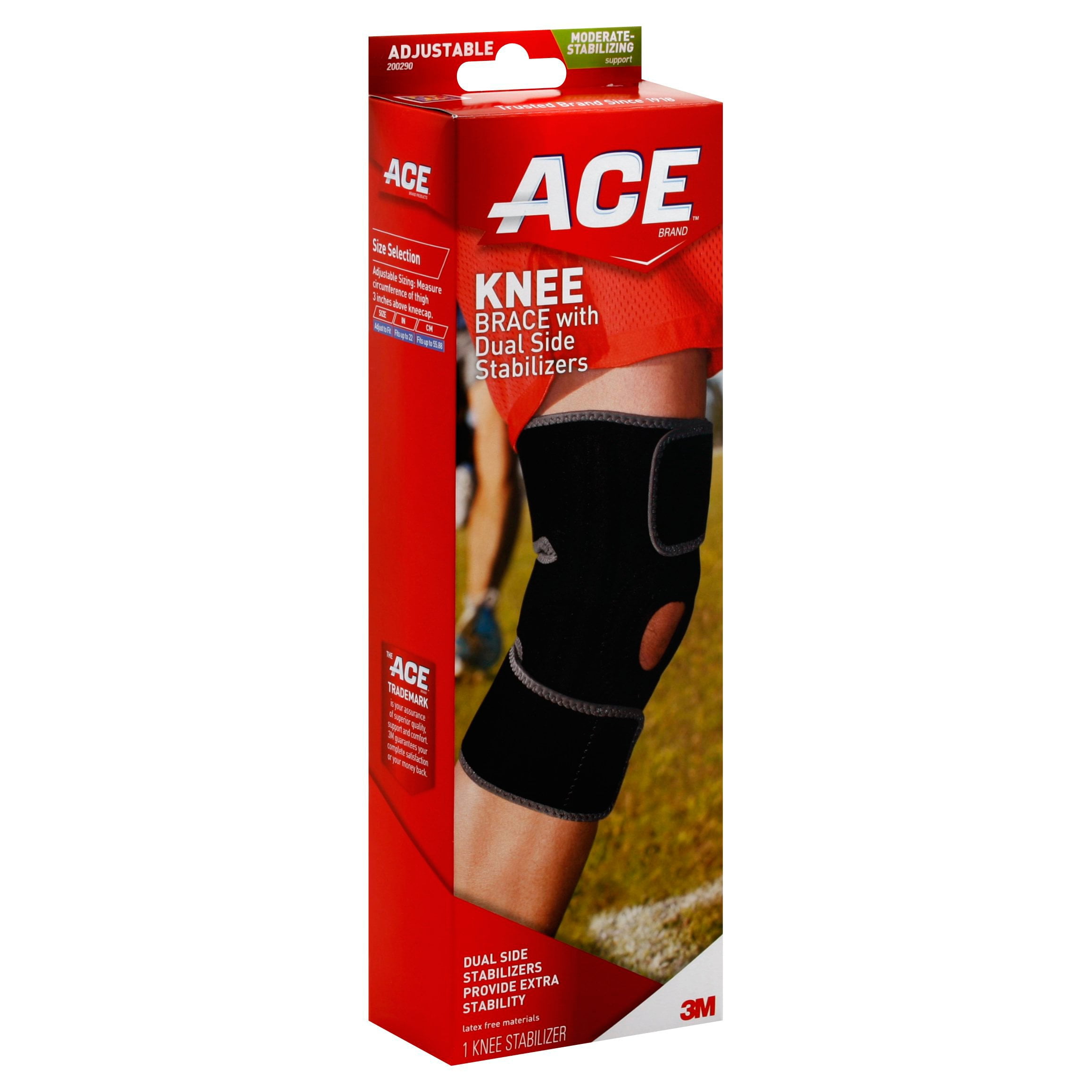 Pack of 4 Ace Adjustable Knee Brace with Dural Side Stabilizers - Each ...