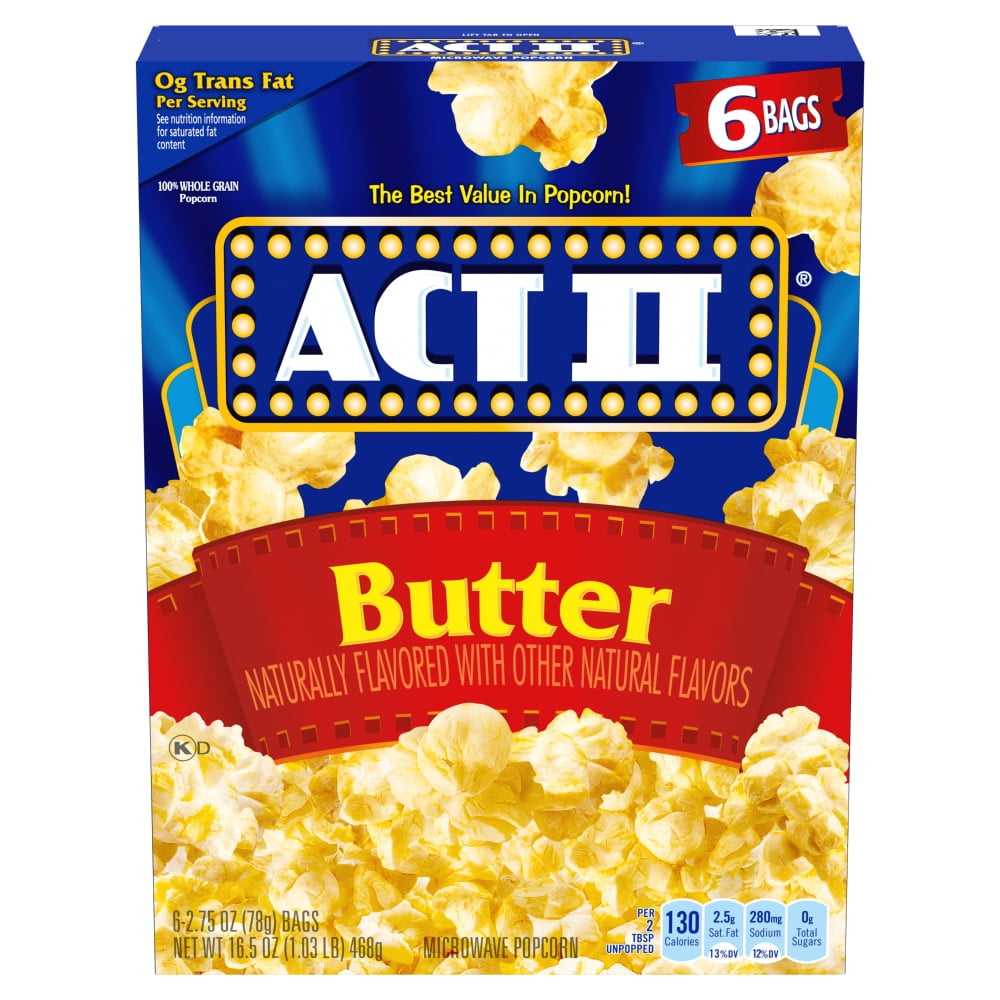 Pack of 4 Act Ii Butter Microwave Popcorn, 16.500 OZ (packaging may ...