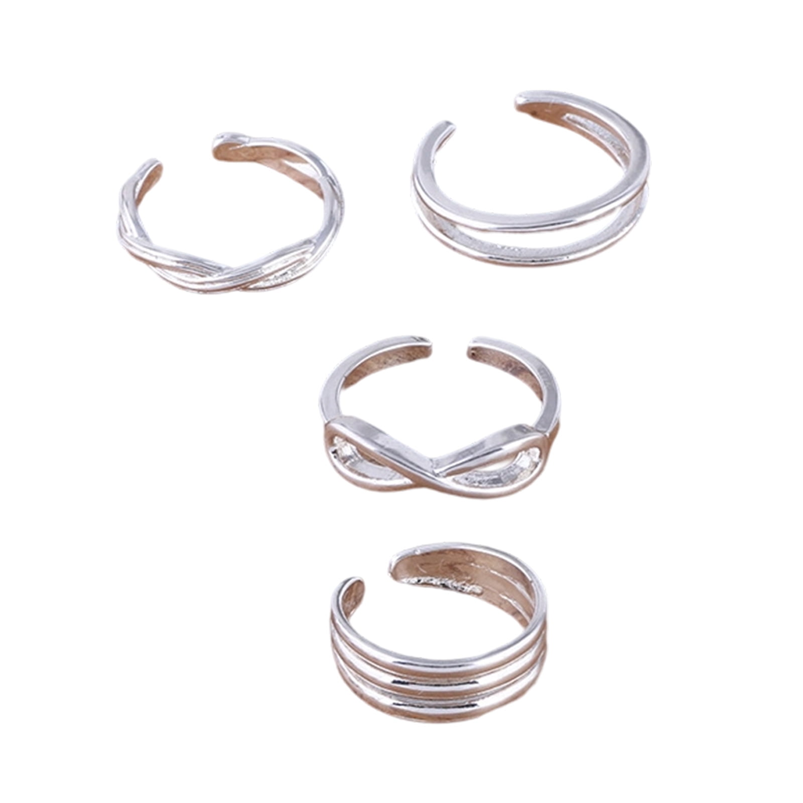 Pack of 4 Adjustable Beach Toe Rings Set Stylish Bohemian Sea Jewelry ...