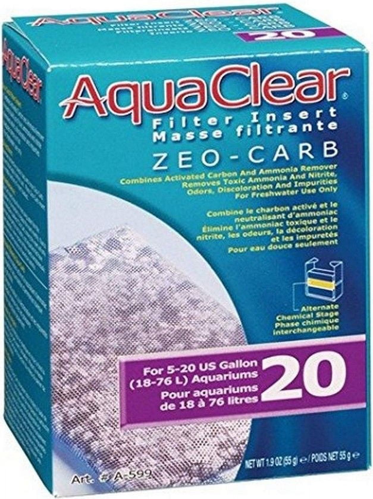 [Pack of 4] AquaClear Filter Insert Zeo-Carb 20 gallon - 1 count ...