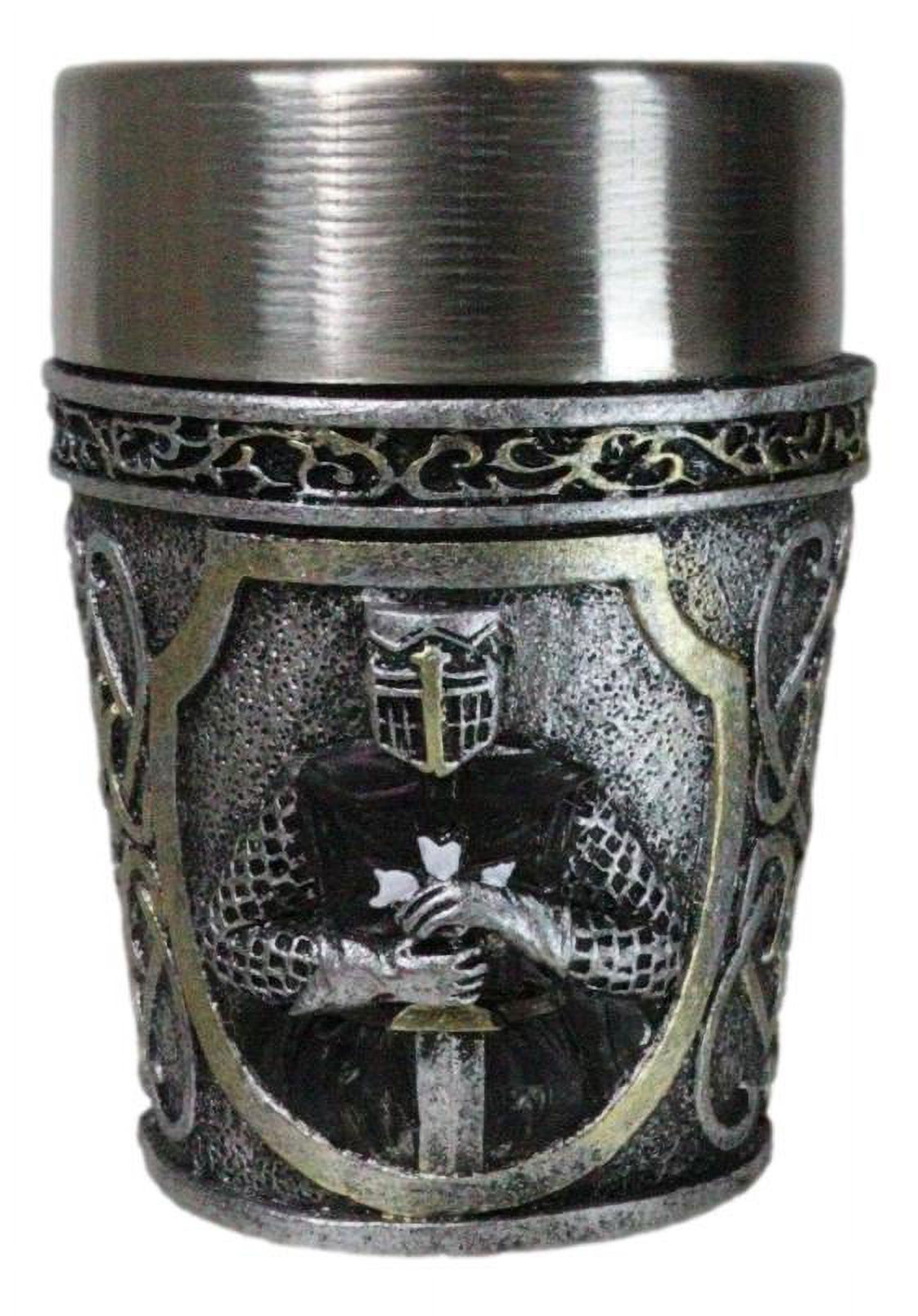 Pack of 4 Black Cloak Medieval Templar Crusader Knight Shot Glasses Set ...