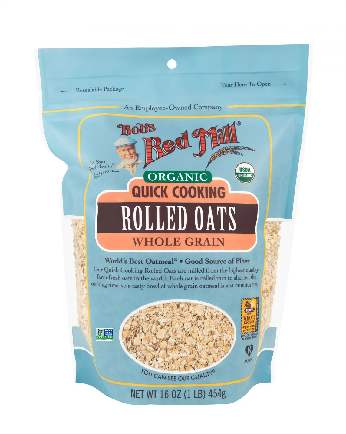 Pack of 4, Bobs Red Mill Organic Quick Cooking Rolled Oats, 16 oz ...