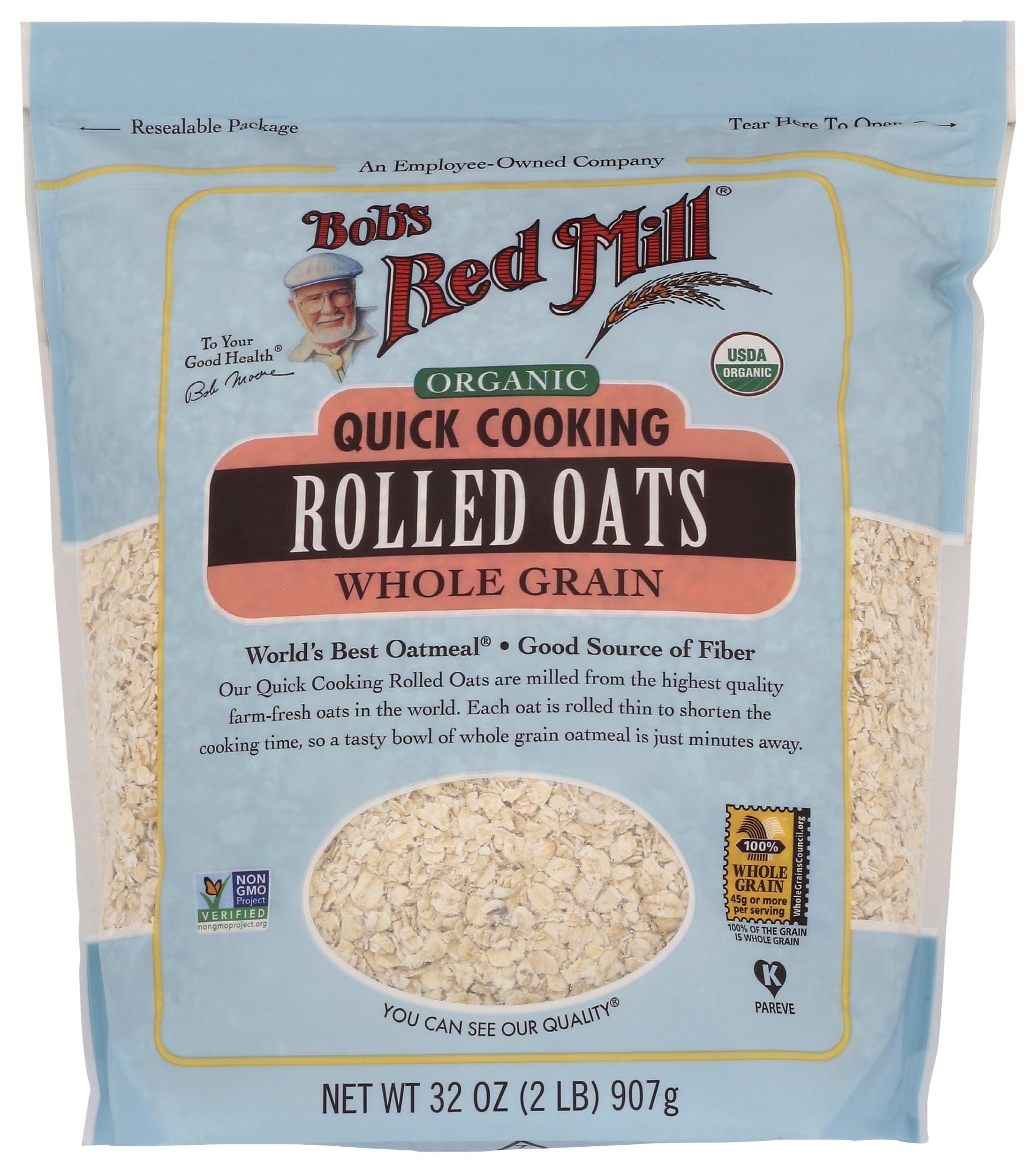 Pack of 4, Bobs Red Mill Quick Cooking Rolled Oats, 32 oz - Walmart.com