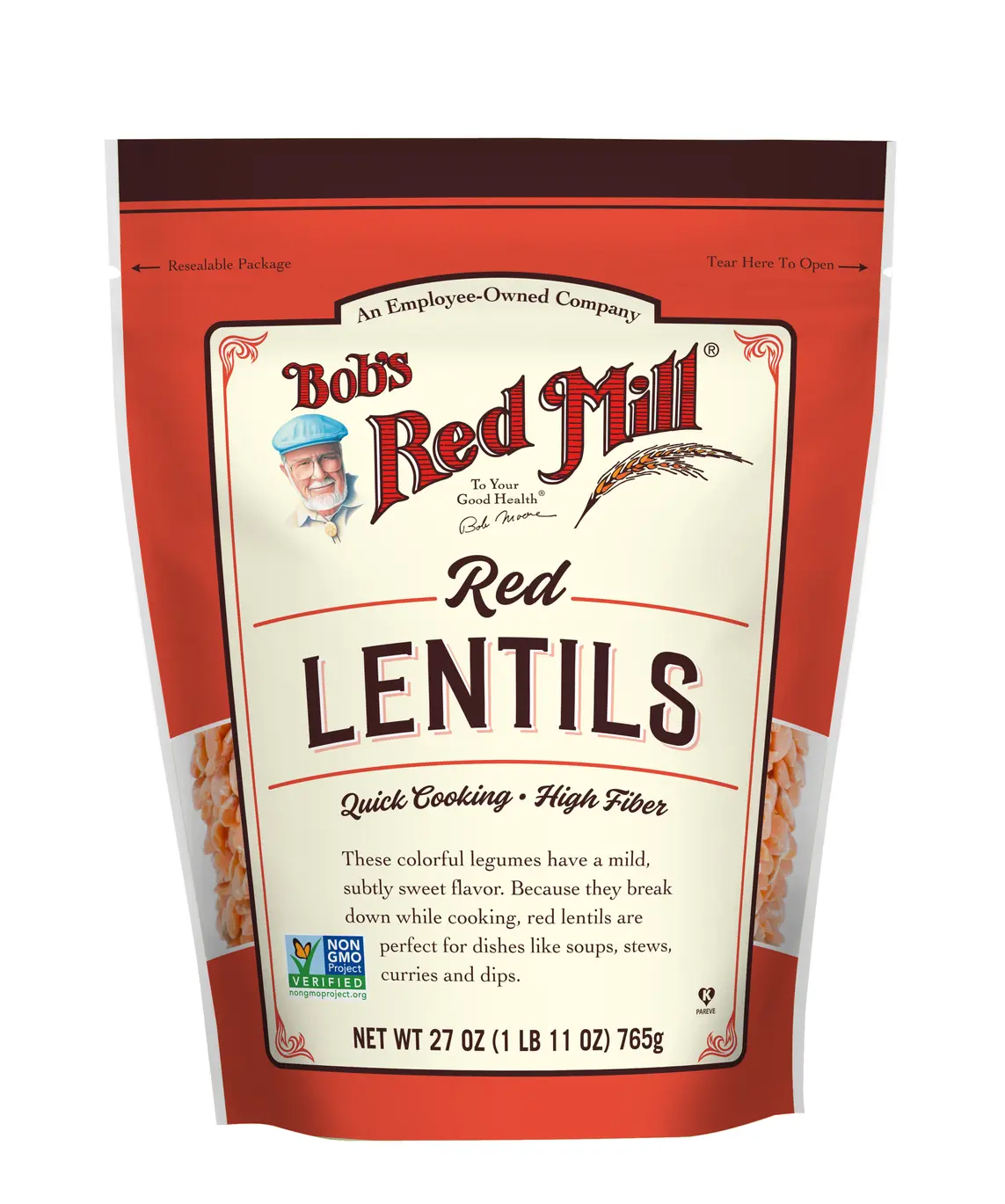 Pack of 4, Bobs Red Mill Red Lentils, 27 oz - Walmart.com