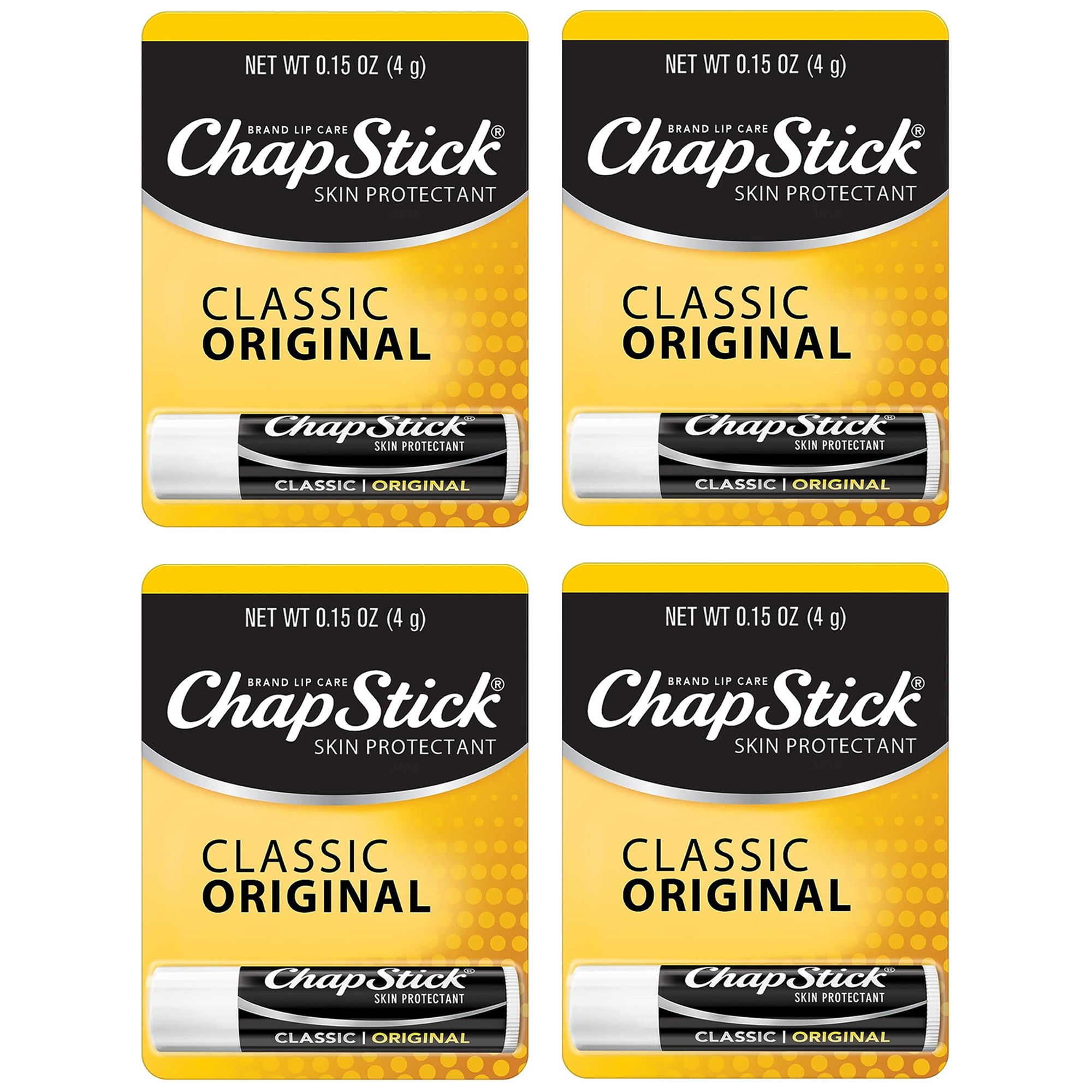 Pack of (4) ChapStick Classic Original Lip Balm Tube, Lip Care - 0.15 ...