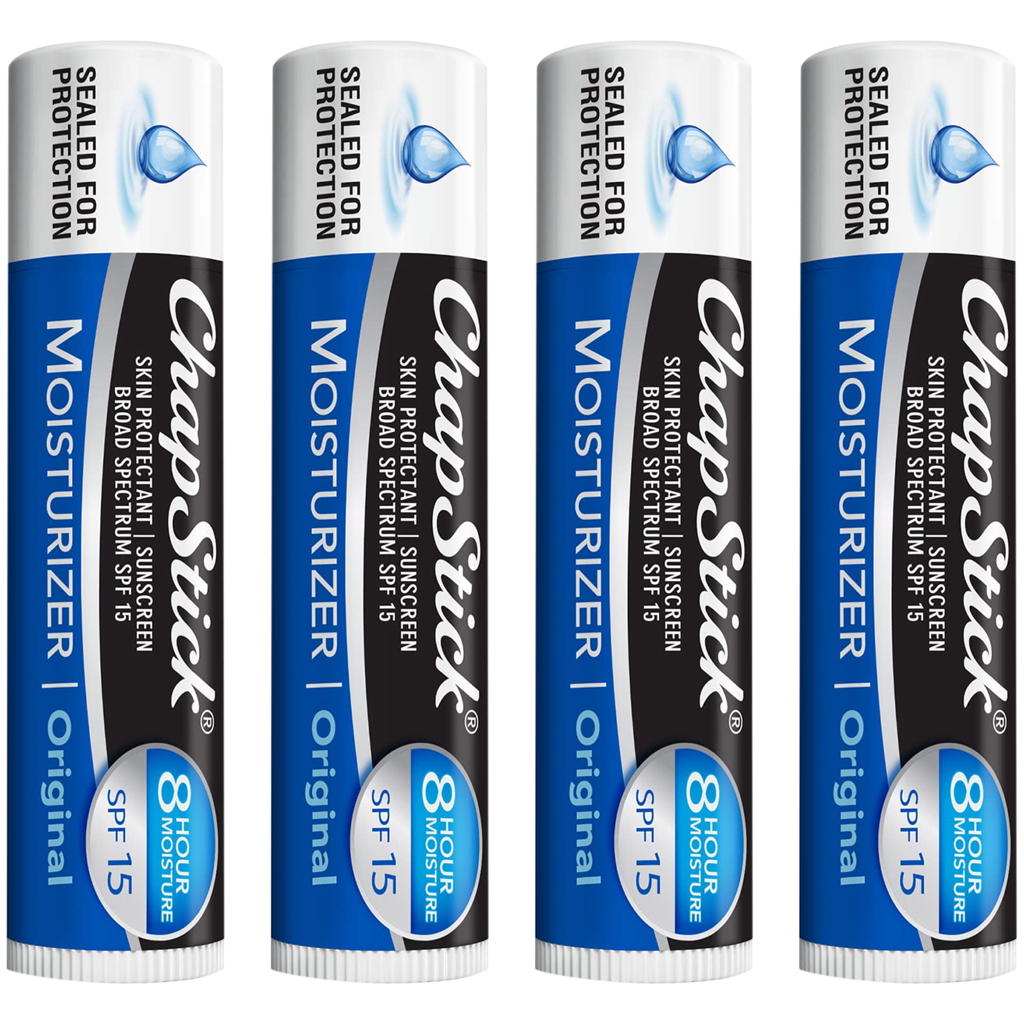 Pack of (4) ChapStick Moisturizer Original Lip Balm Tube, SPF 15 and ...