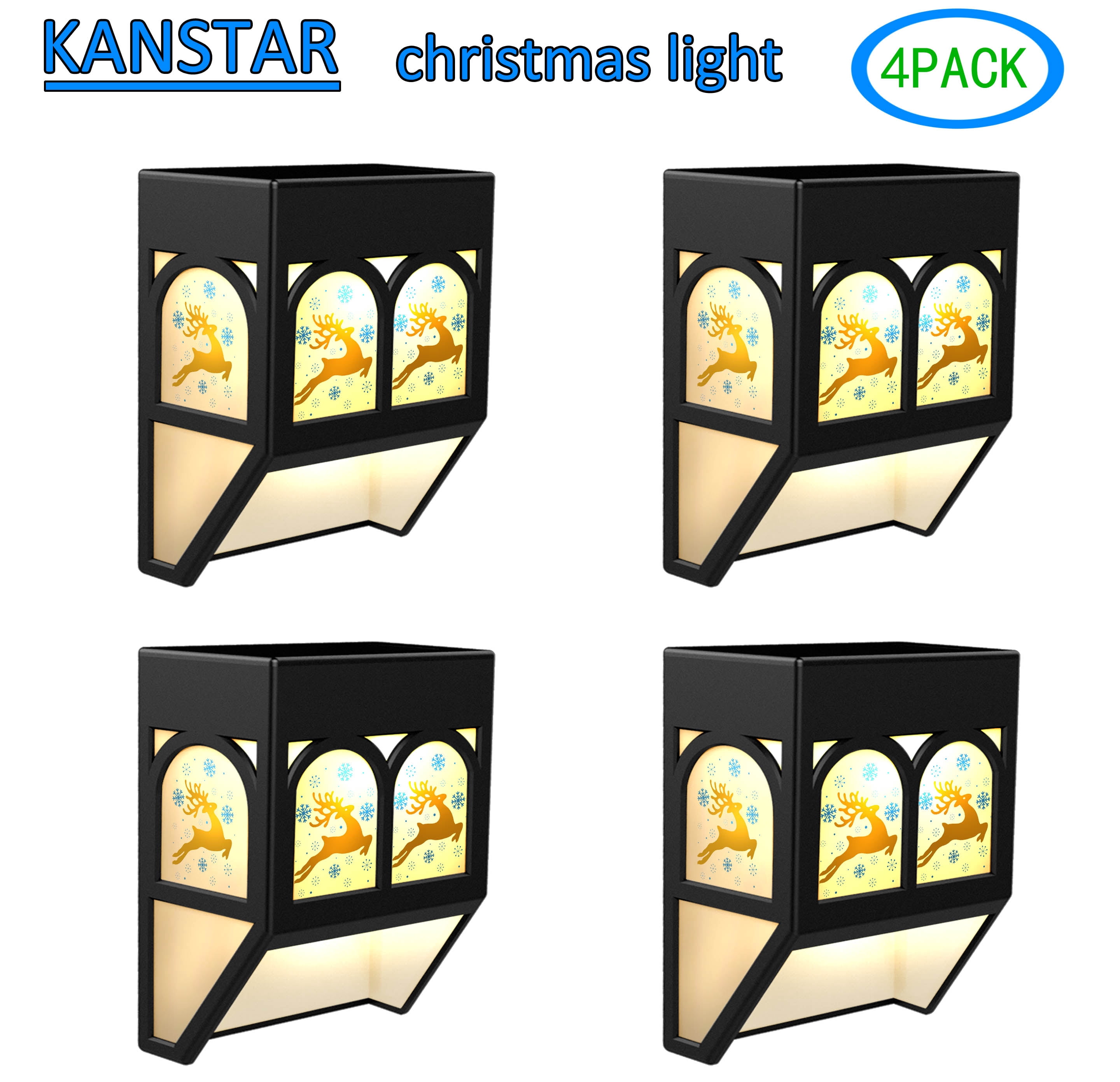 Pack of 4 Christmas Reindeer Solar Powered Color Changing Mount Light ...