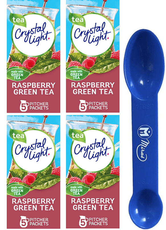 (Pack of 4) Crystal Light Raspberry Green Tea Sugar Free Drink Mix, 5 ...