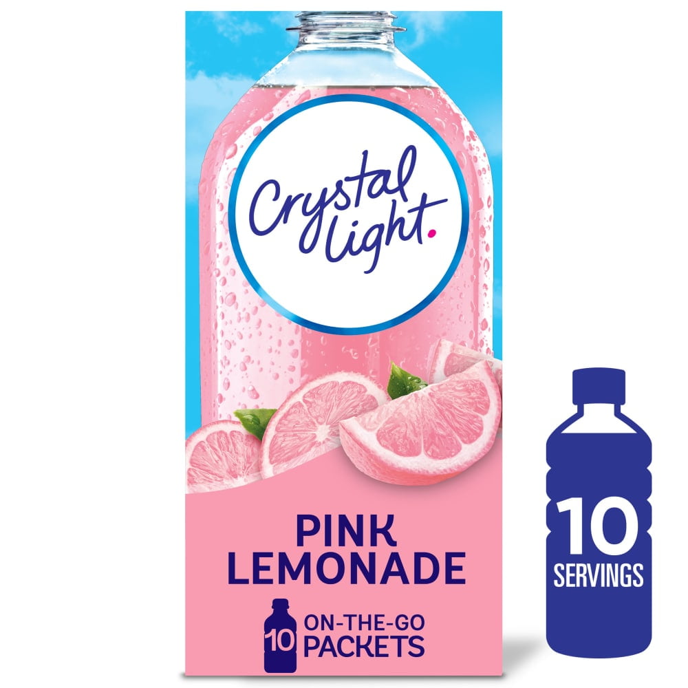 Pack of 4 Crystal Light Zero Sugar Pink Lemonade Drink Mix Packets, 10 ...