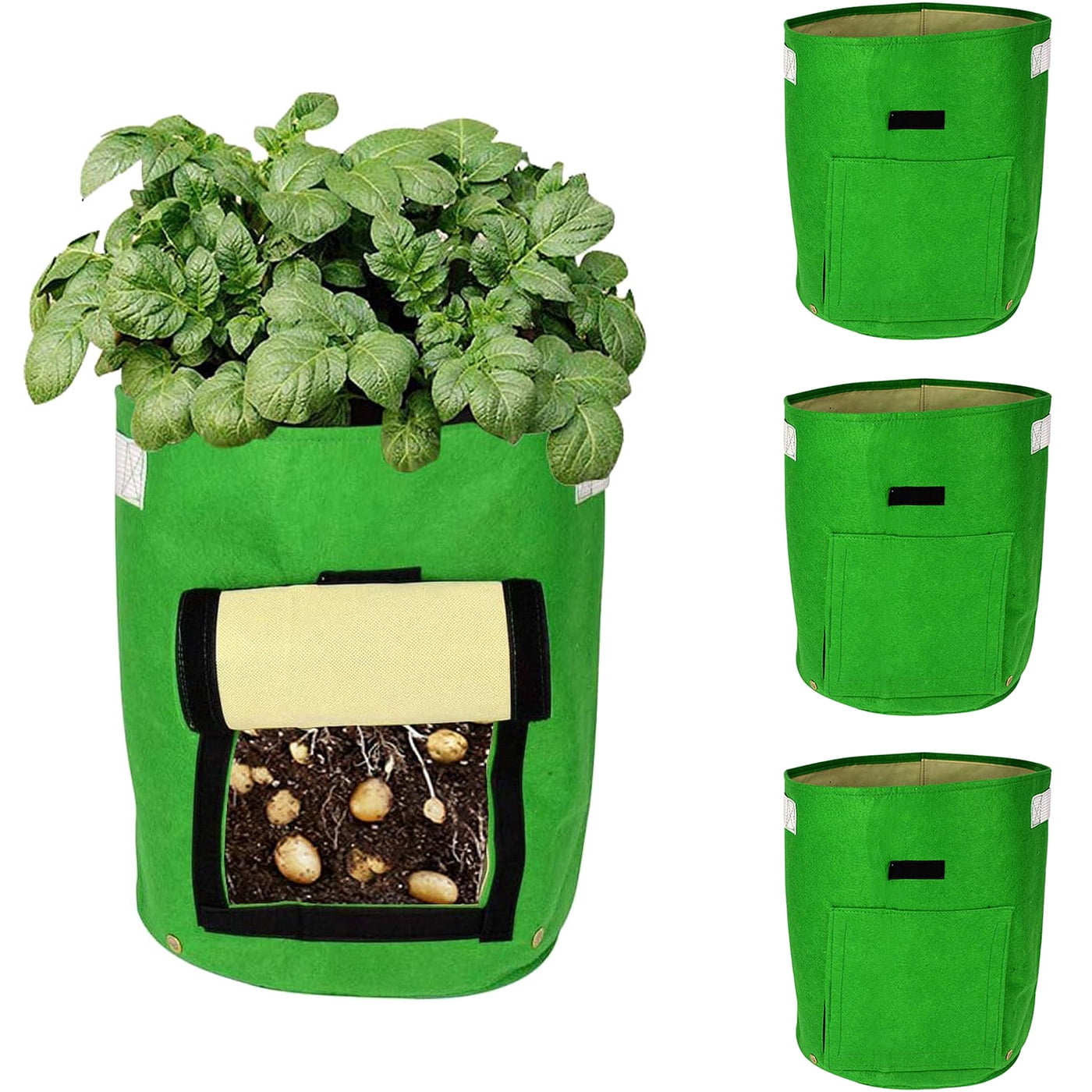 Pack of 4 Daul Layer Potato Grow Bags 10 Gallon Garden Vegetable ...