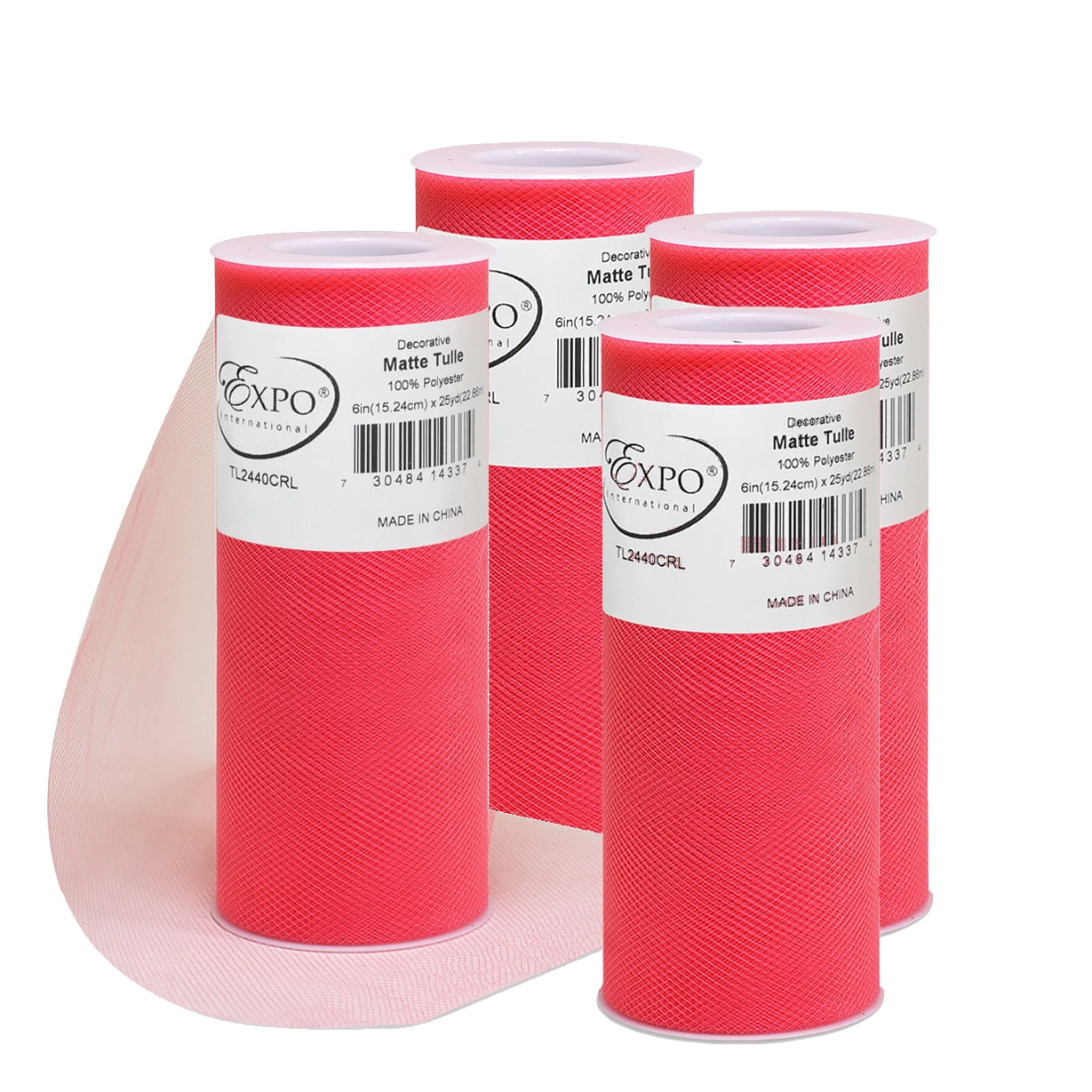 Pack of 4 Decorative Matte Tulle Spool of 6 Inch X 25 Yards - Walmart.com