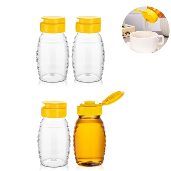 Pack of 4 Empty Squeeze Bottles Honey Squeeze Containers 6oz/180ml ...