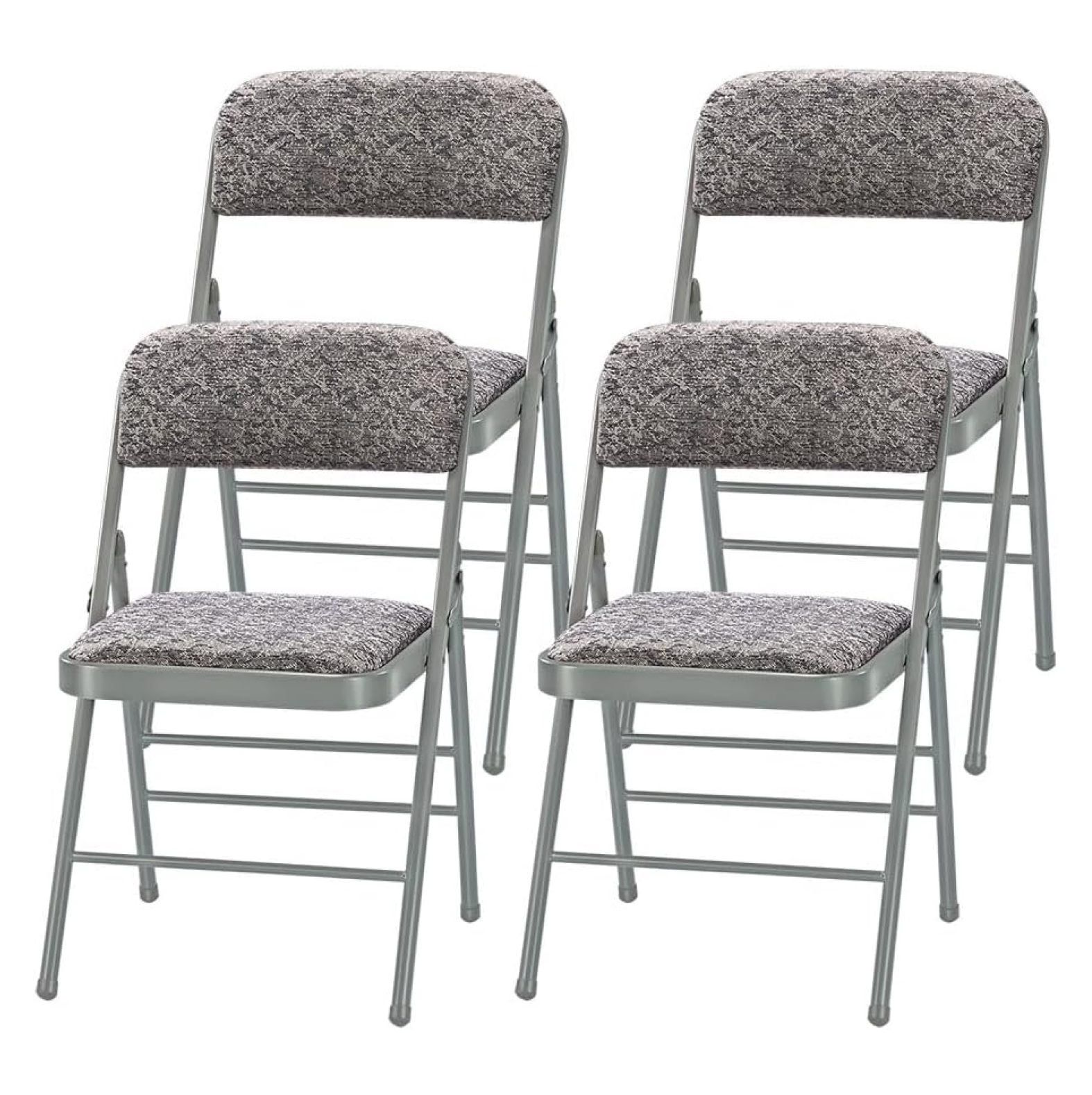 Pack of 4 (Fabric/Vinyl) Steel Frame Metal Foam Padded Folding Chairs ...