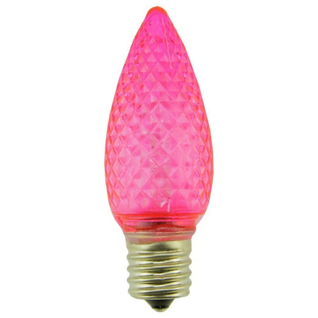Pack of 4 Faceted Transparent Pink LED C9 Christmas Replacement Bulbs ...
