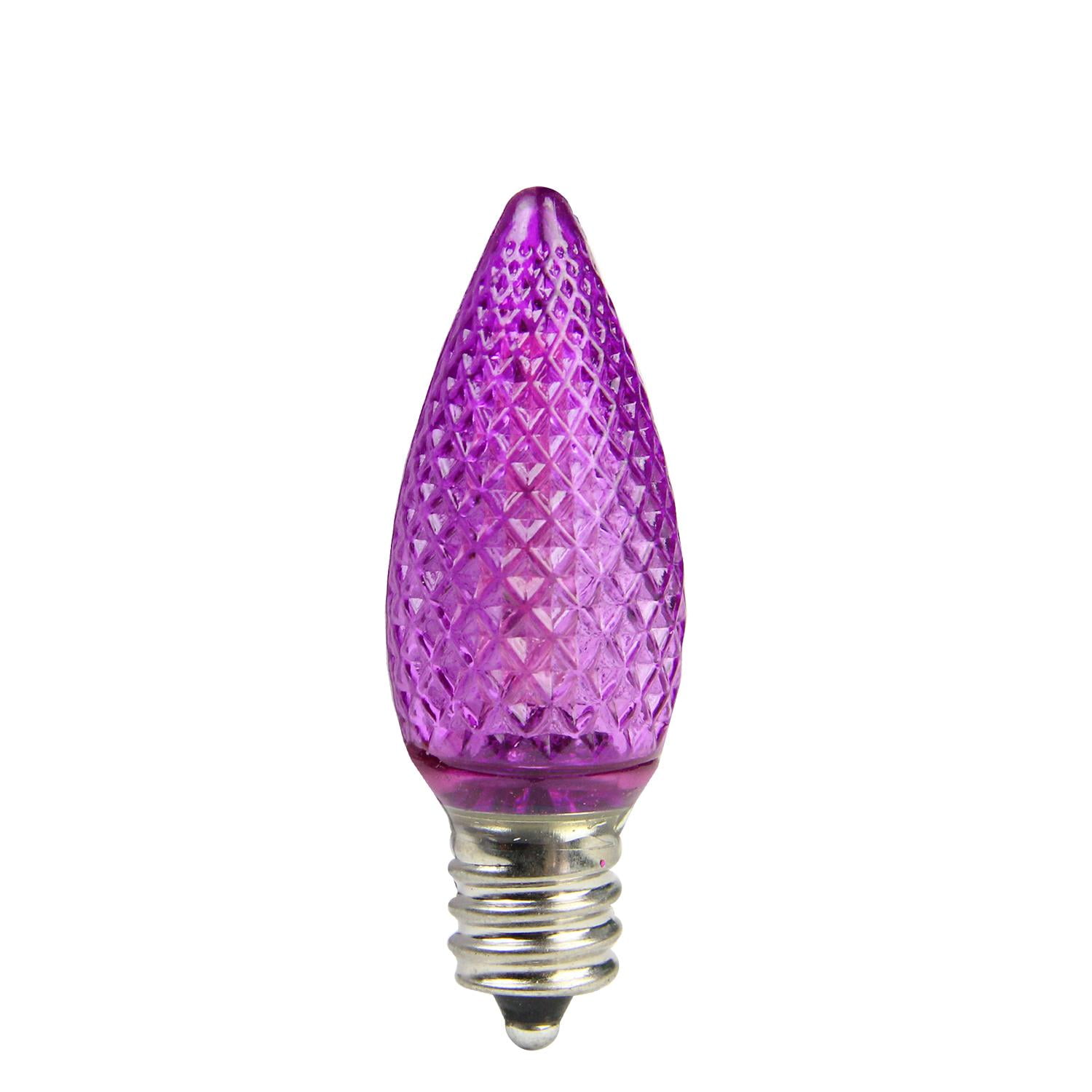 Pack of 4 Faceted Transparent Purple LED C7 Christmas Replacement Bulbs ...