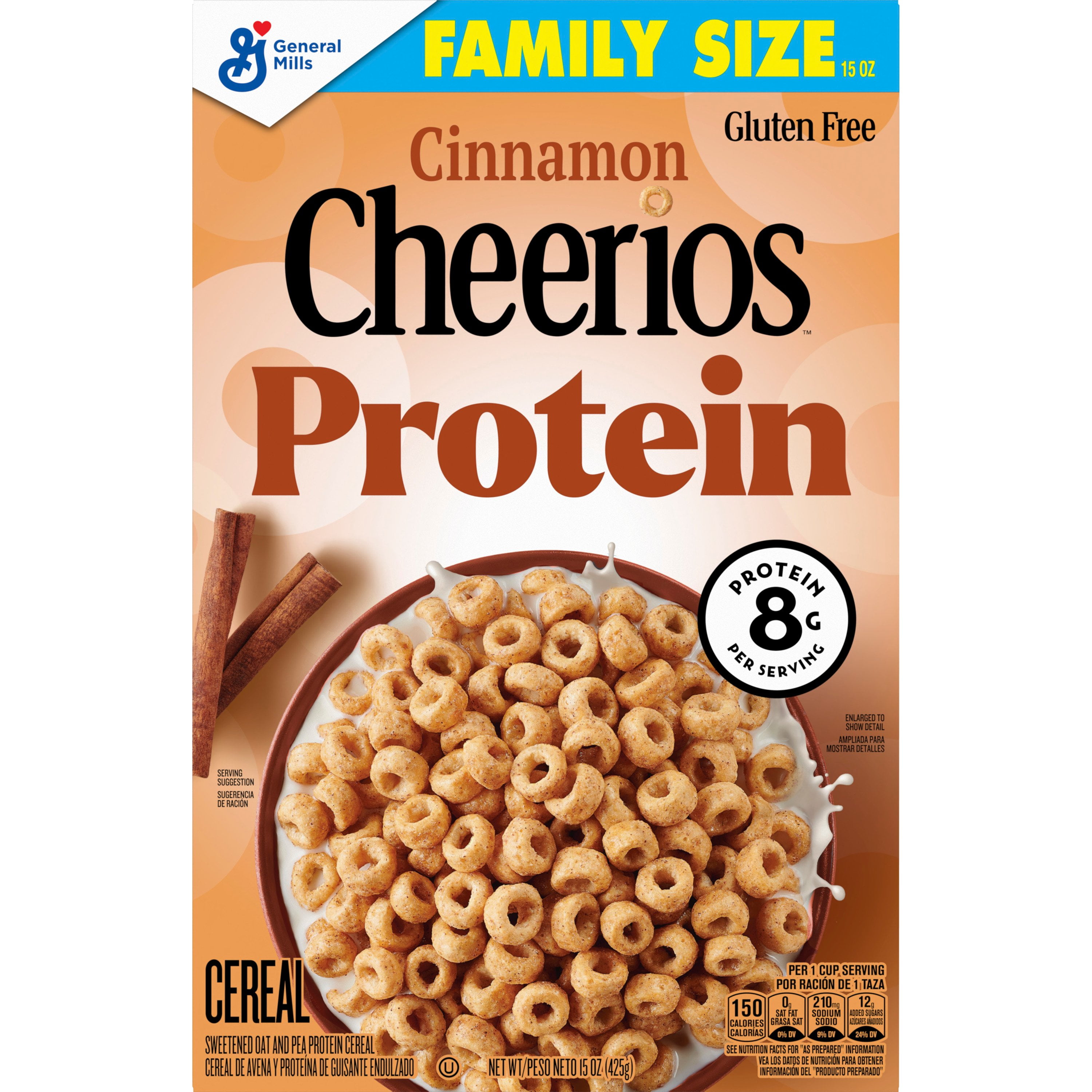 Pack of 4 General Mills Cinnamon Protein Cheerios Cereal Family Size ...