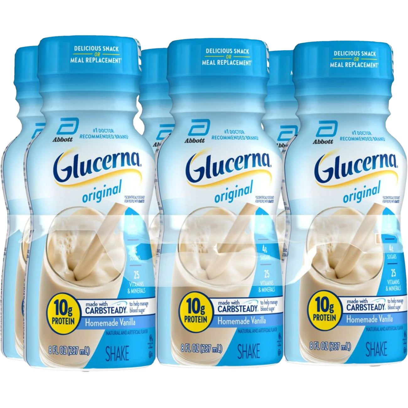Pack of 4 Glucerna 10g Protein Diabetes Nutritional Shakes 6 pk Bottles ...