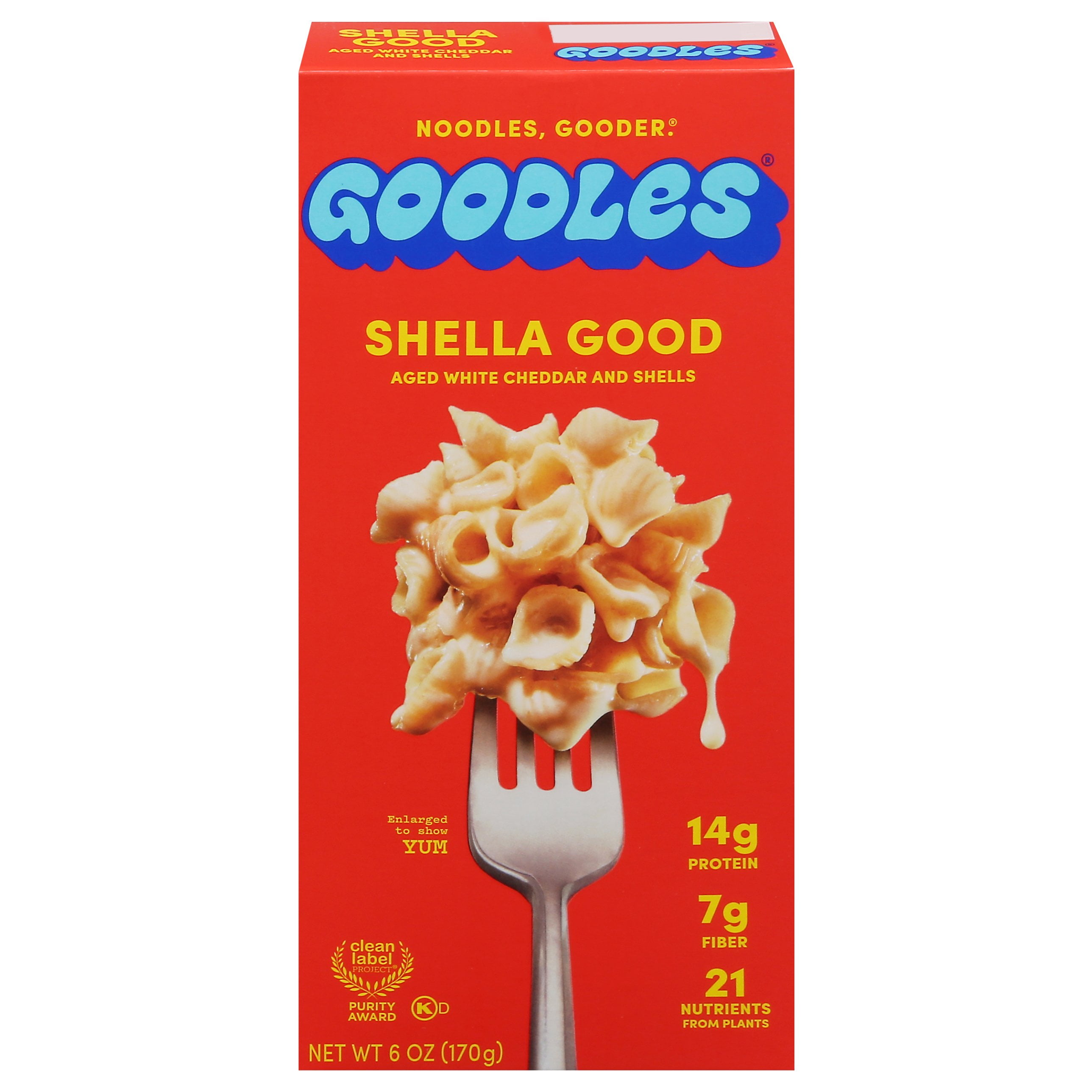 Pack of 4 Goodles 14g Protein Shella Good Aged White Cheddar & Shells ...