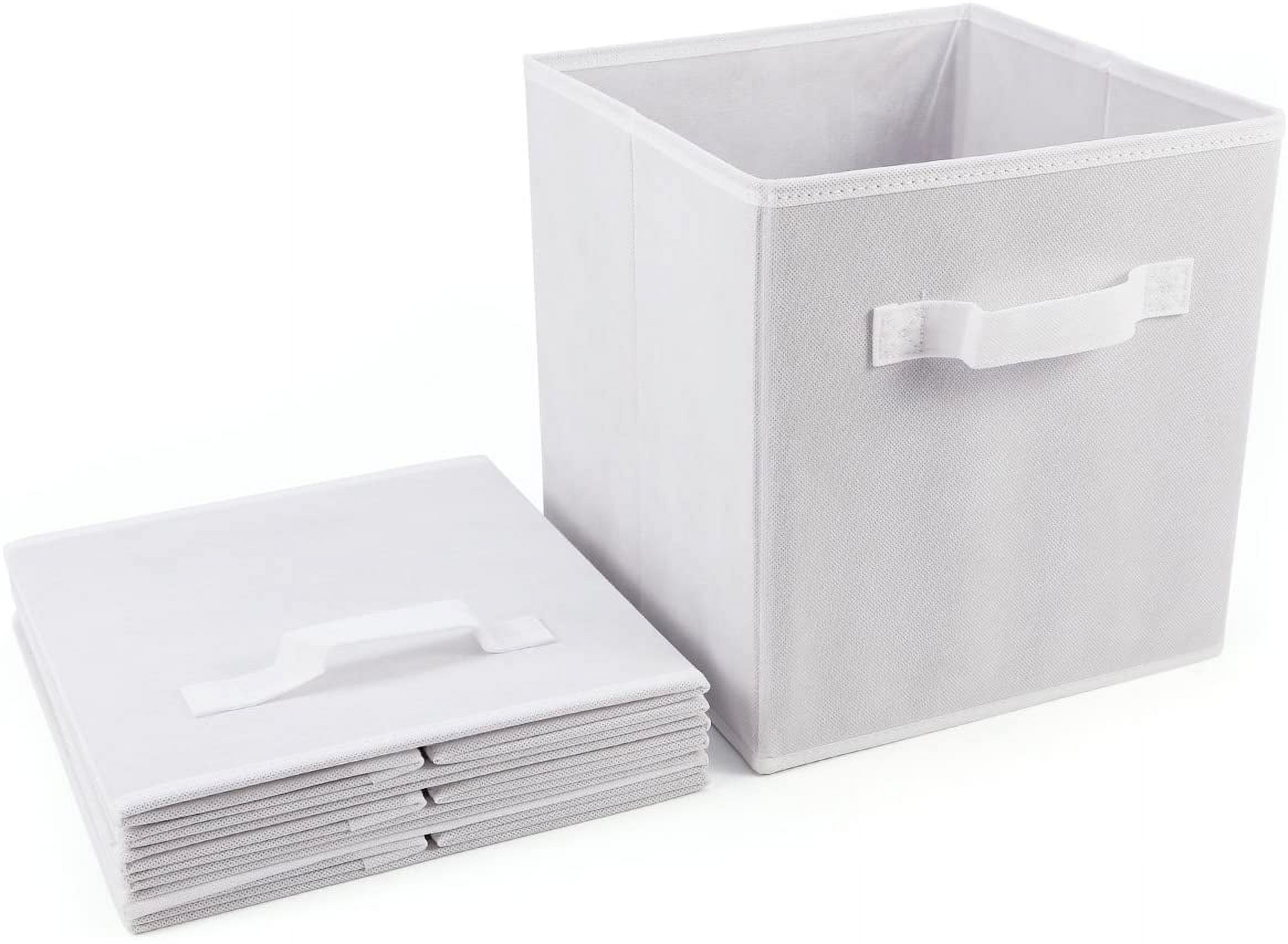 Pack of 4 Gray Foldable Storage Boxes 27 x 27 x 28 cm Folding Box with ...