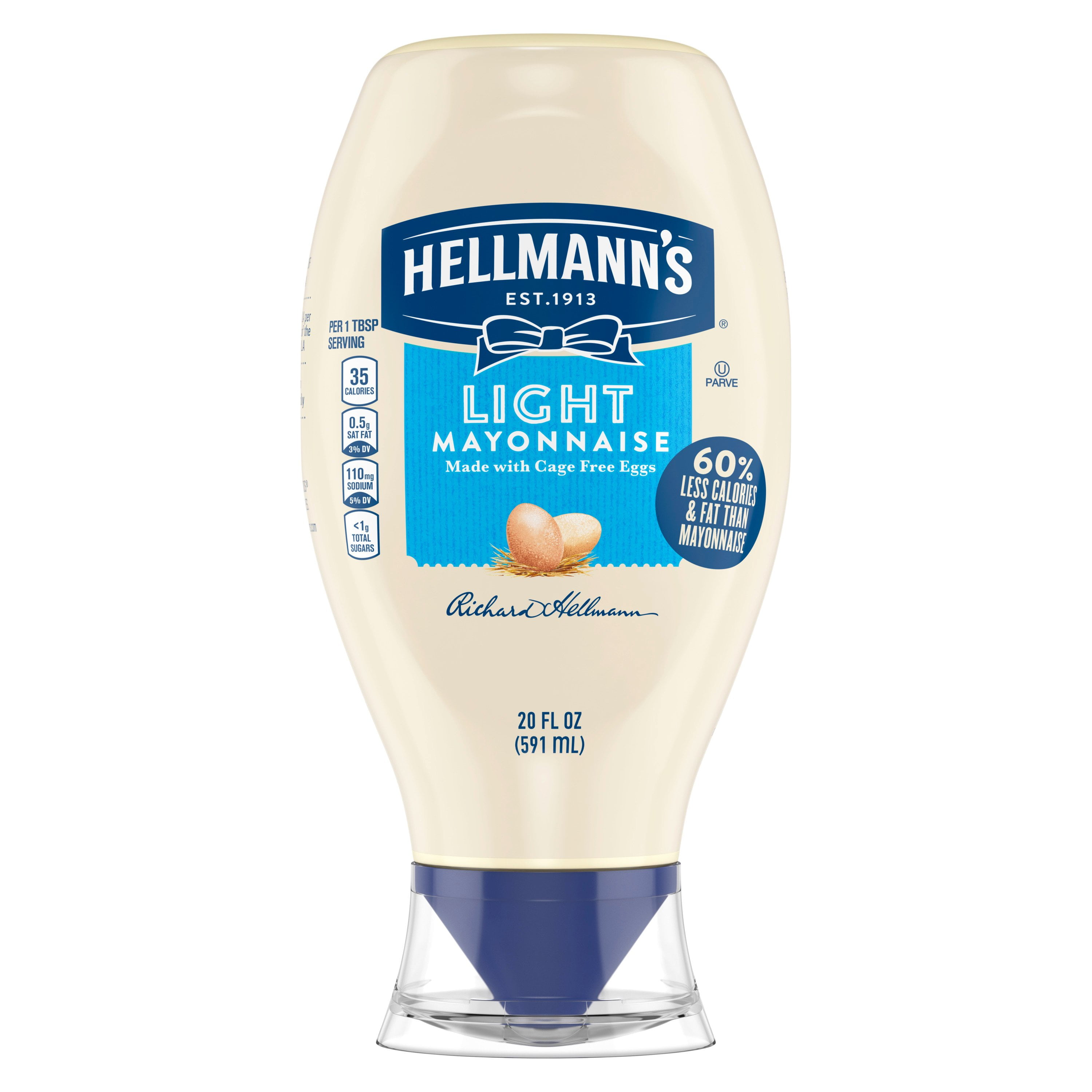 Pack of 4 Hellmann's Light Mayonnaise Light Mayo Squeeze Bottle - 20 oz ...