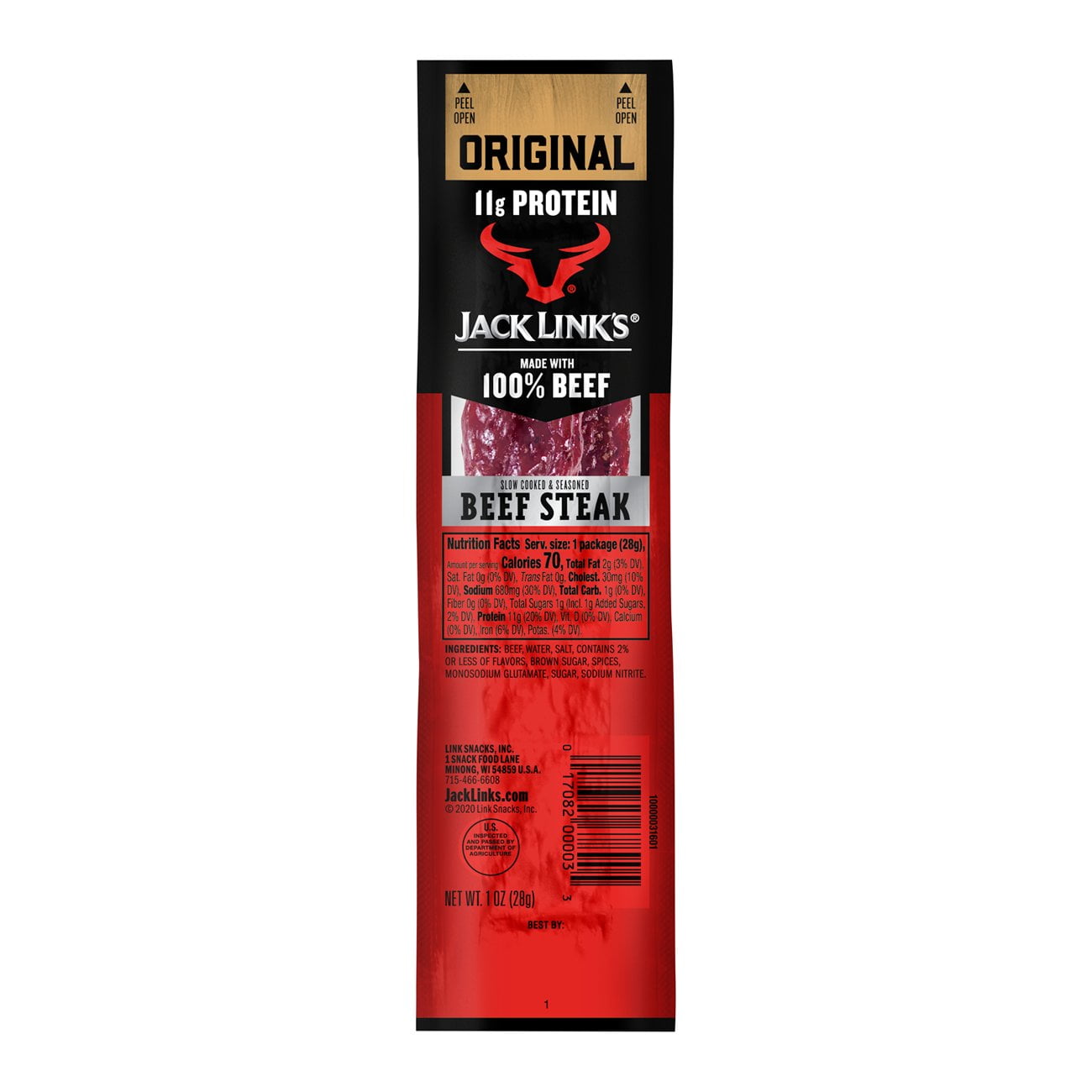 Pack of 4 Jack Link's 11g Protein Beef Steak Strip - Original - 1 oz ...