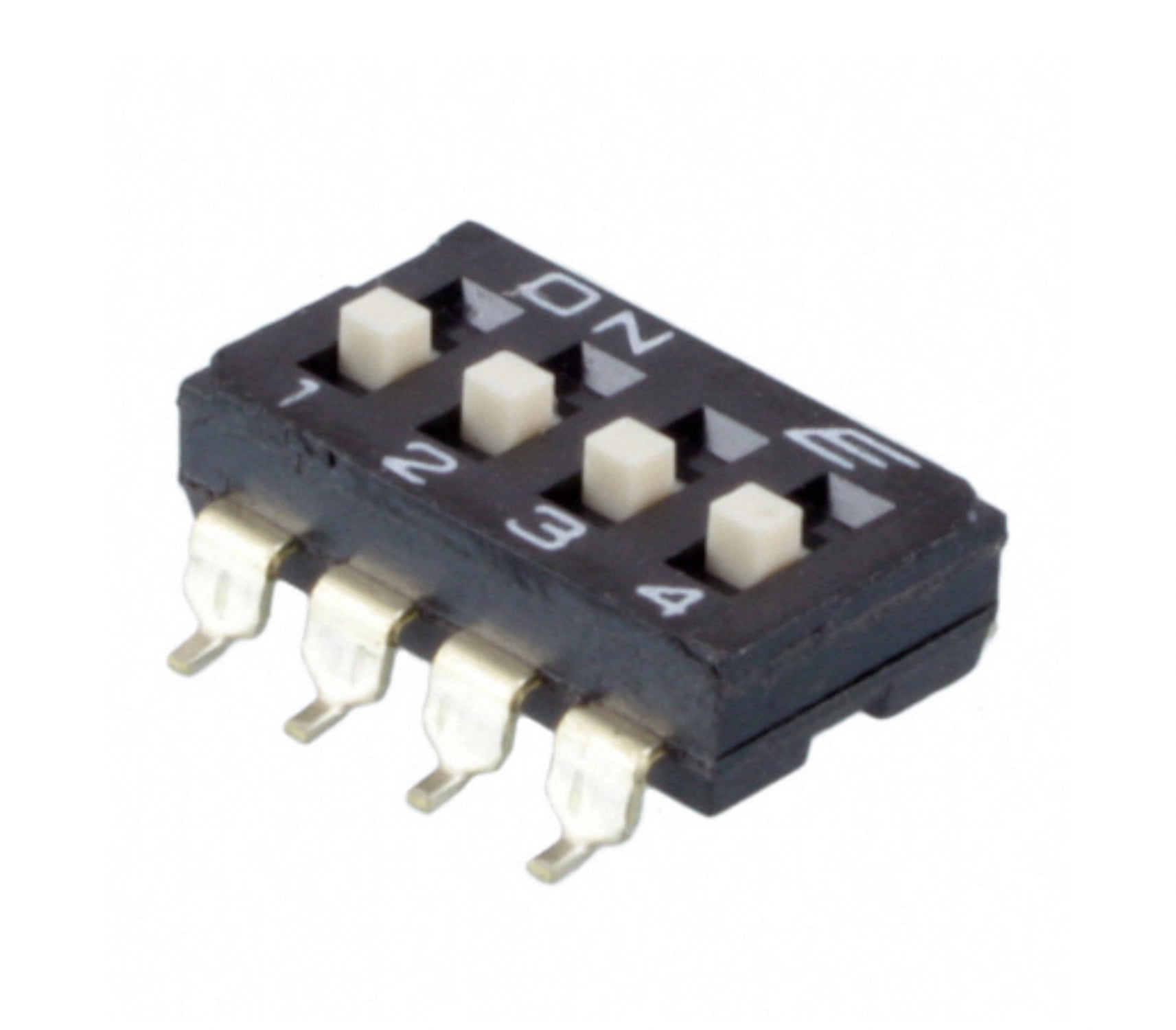 Pack of 4 KAE04LGGT Dip Switch SPST 4 Position Surface Mount Slide (Standard) Actuator 25mA ...