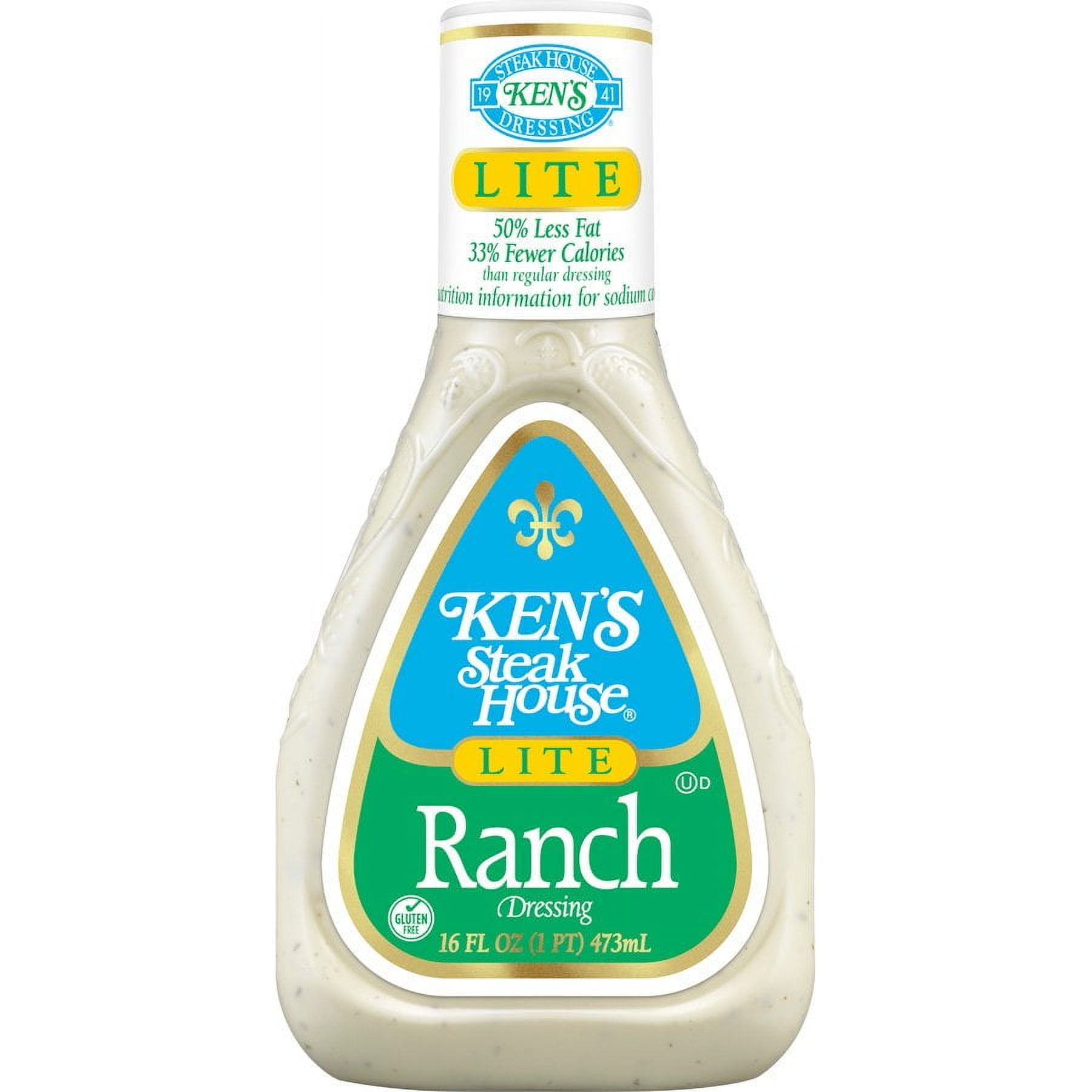 Pack of 4 Ken's Steak House Lite Ranch Dressing - 16 oz - Package may ...