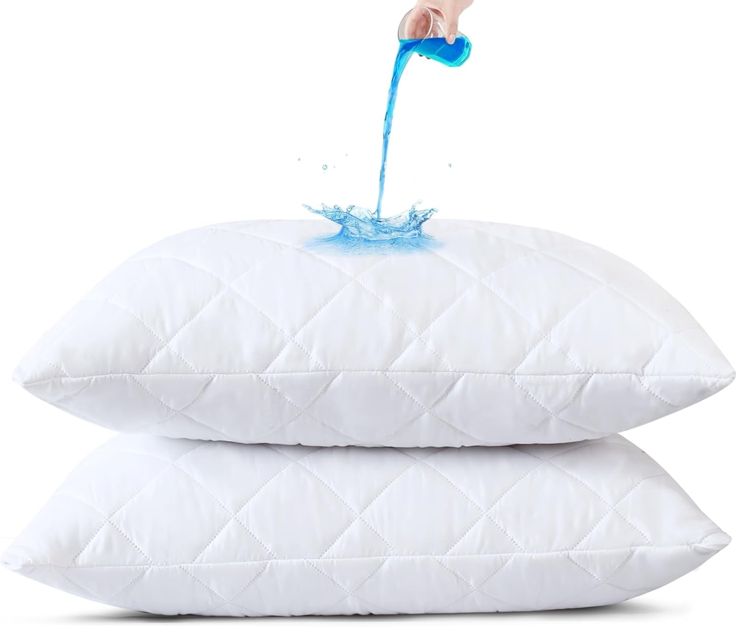 Quillted Waterproof Pillow Protectors with Zipper King Size 4-Pack ...