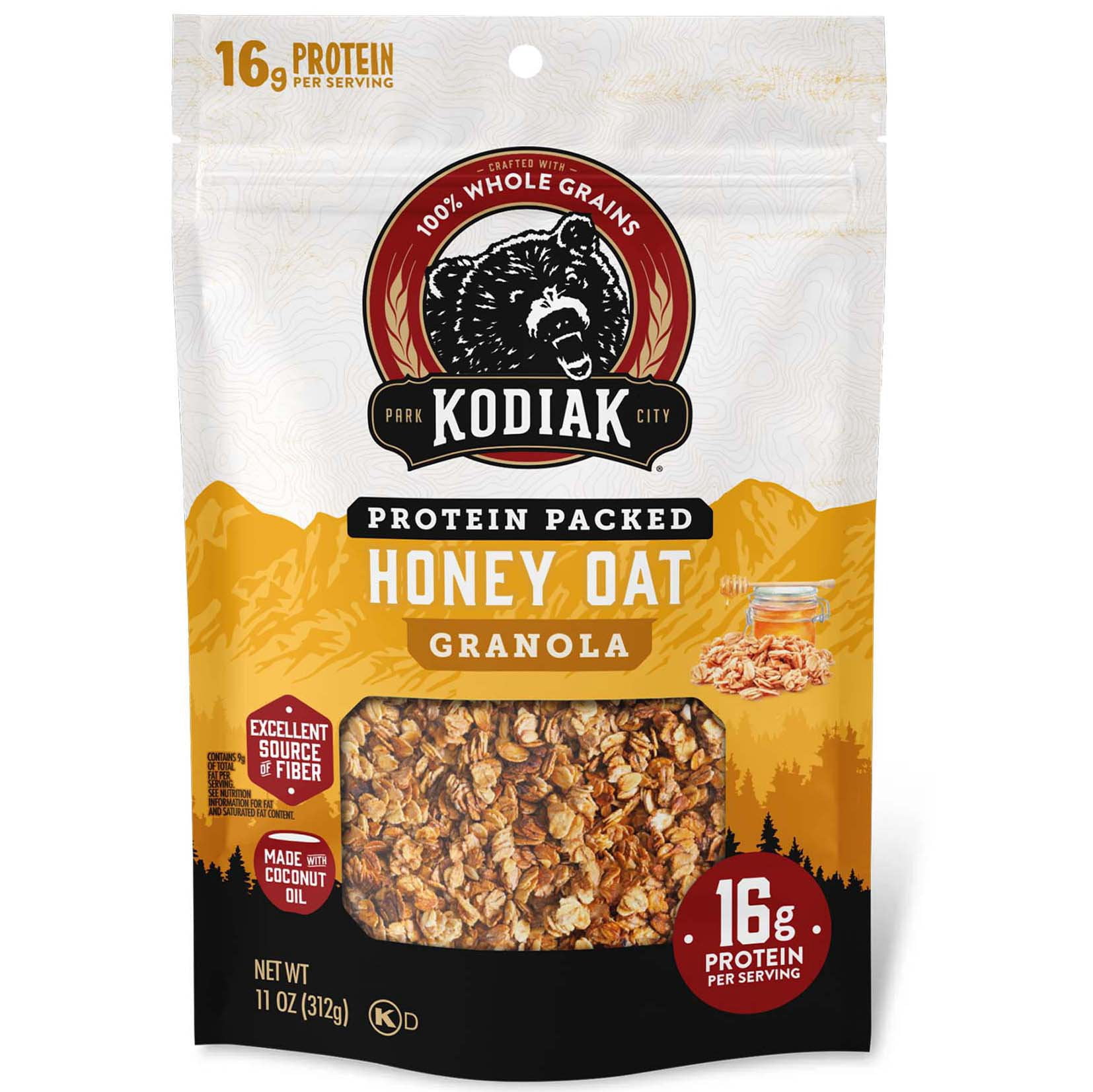 Pack of 4 Kodiak 16g Protein Honey Oat Granola - 11 oz - Package may ...