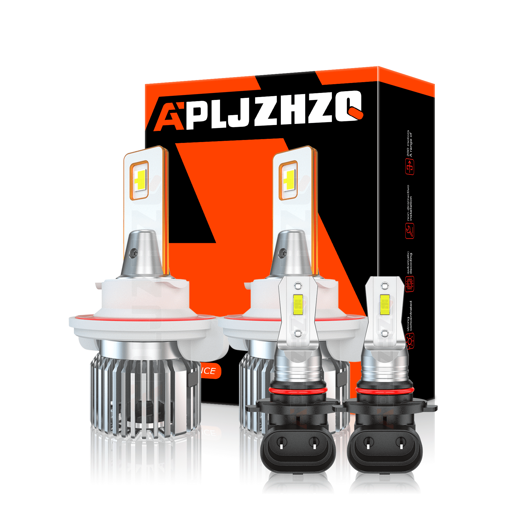 Pack of 4 LED Headlights High Low Beam+Fog Lights Combo Compatible with ...