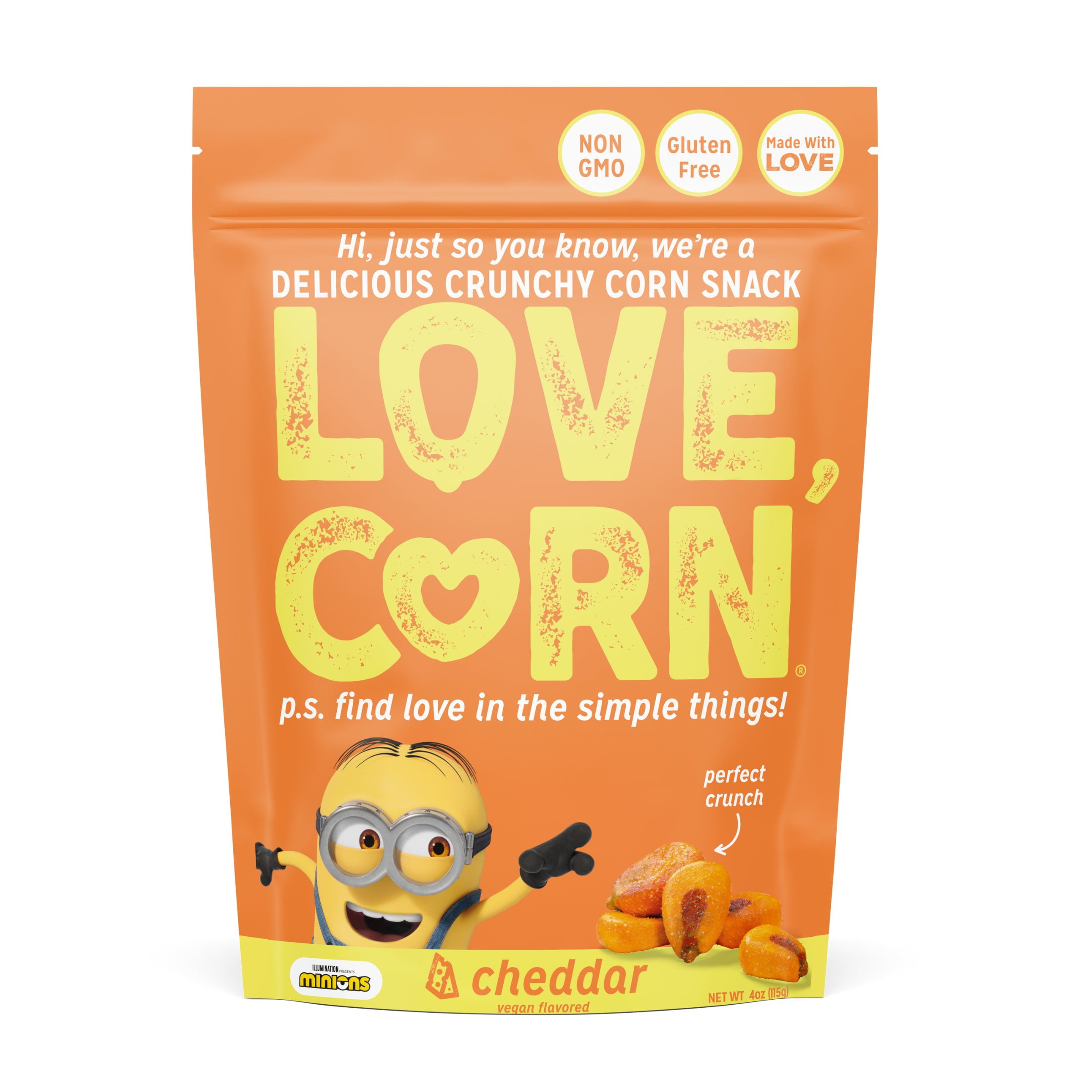 Pack of 4 LOVE CORN Crunchy Corn Snack - Cheezy - 4 oz - Package may ...