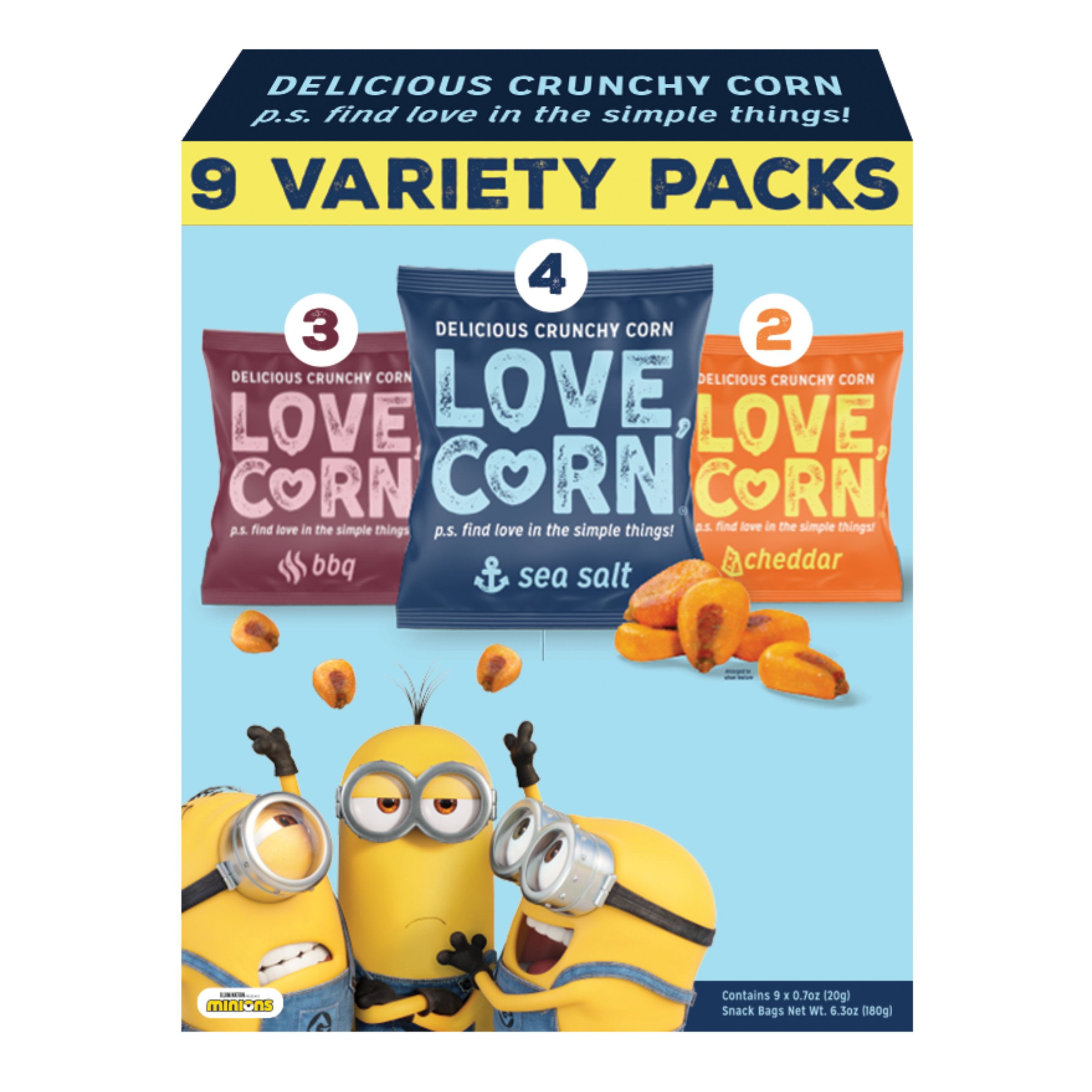 Pack of 4 LOVE CORN Crunchy Corn Snack Variety Pack - 9 ct - Package ...