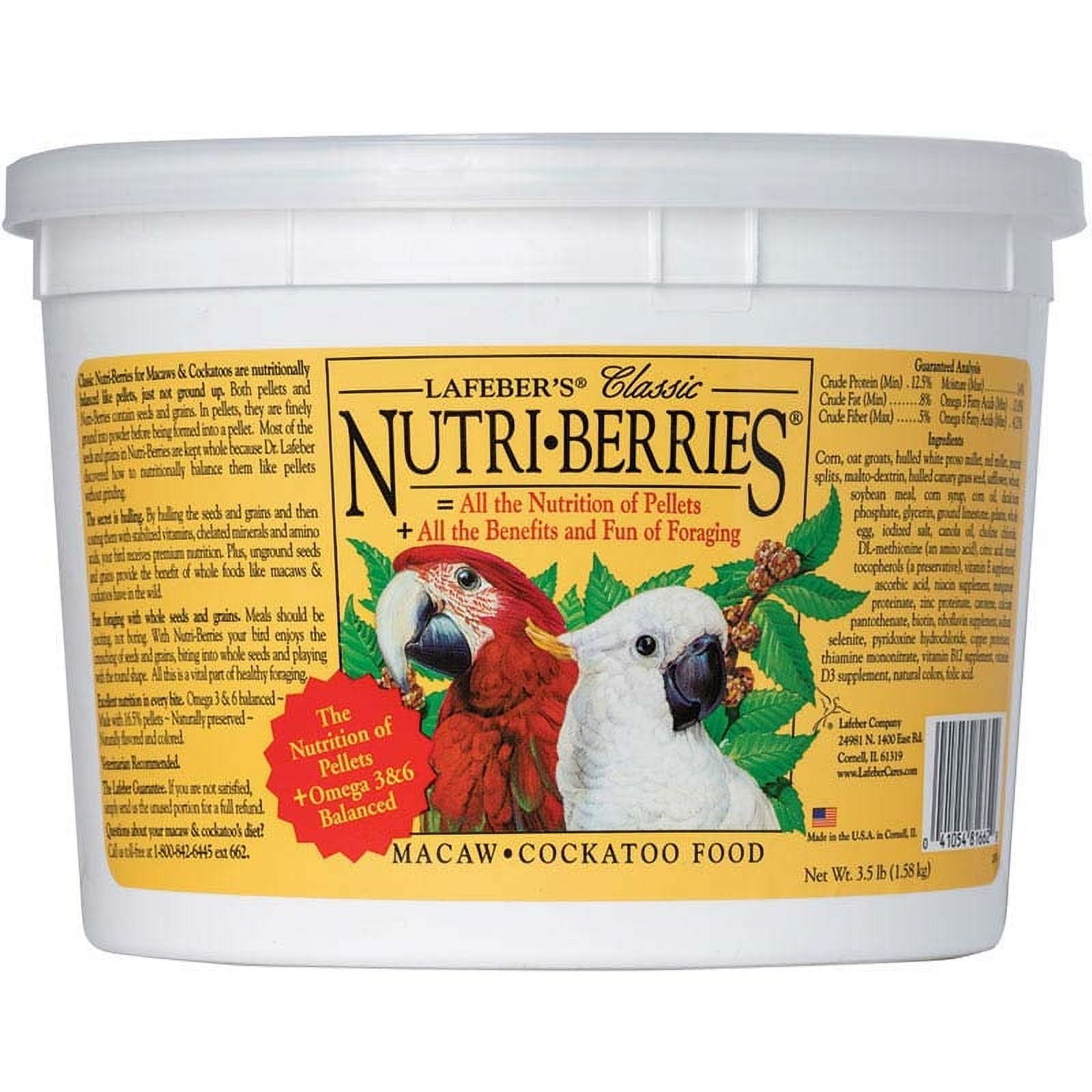 [Pack of 4] Lafeber Classic Nutri-Berries Macaw and Cockatoo Food 3.5 ...