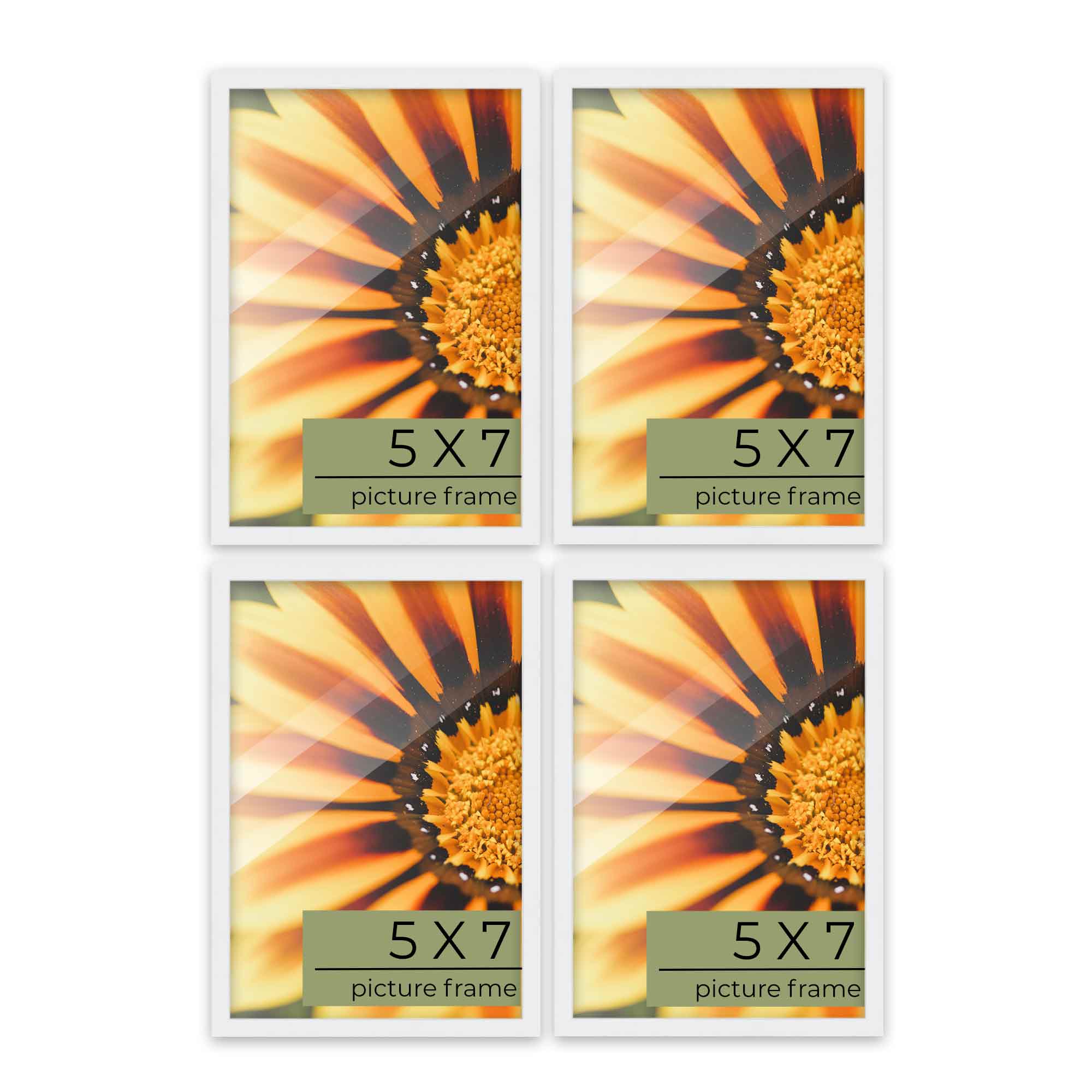 Pack of 4 Matte White 5x7 Picture Frames | Solid Wood | UV-Resistant ...