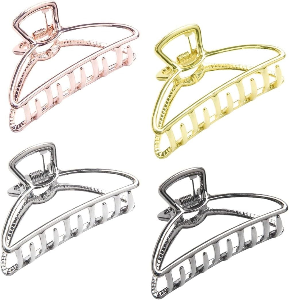 Pack of 4 Metal Hair Clips, Metal Claw Clips, Hollow, Hair Catcher ...