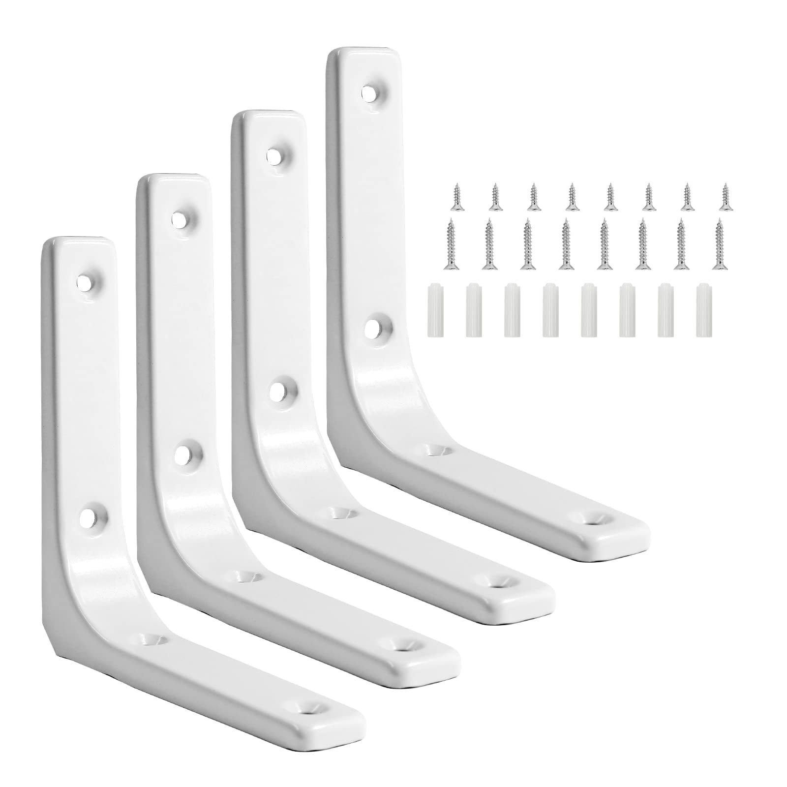 Pack of 4 Metal L Shelf Brackets Inch Heavy Duty Wall Mounted Shelf ...