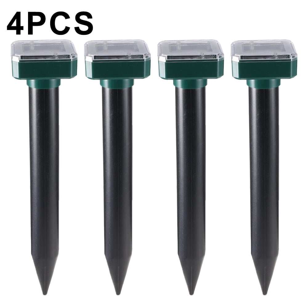 Pack of 4 Mole Repellent Solar Powered Solar Ultrasonic Mole Repeller ...