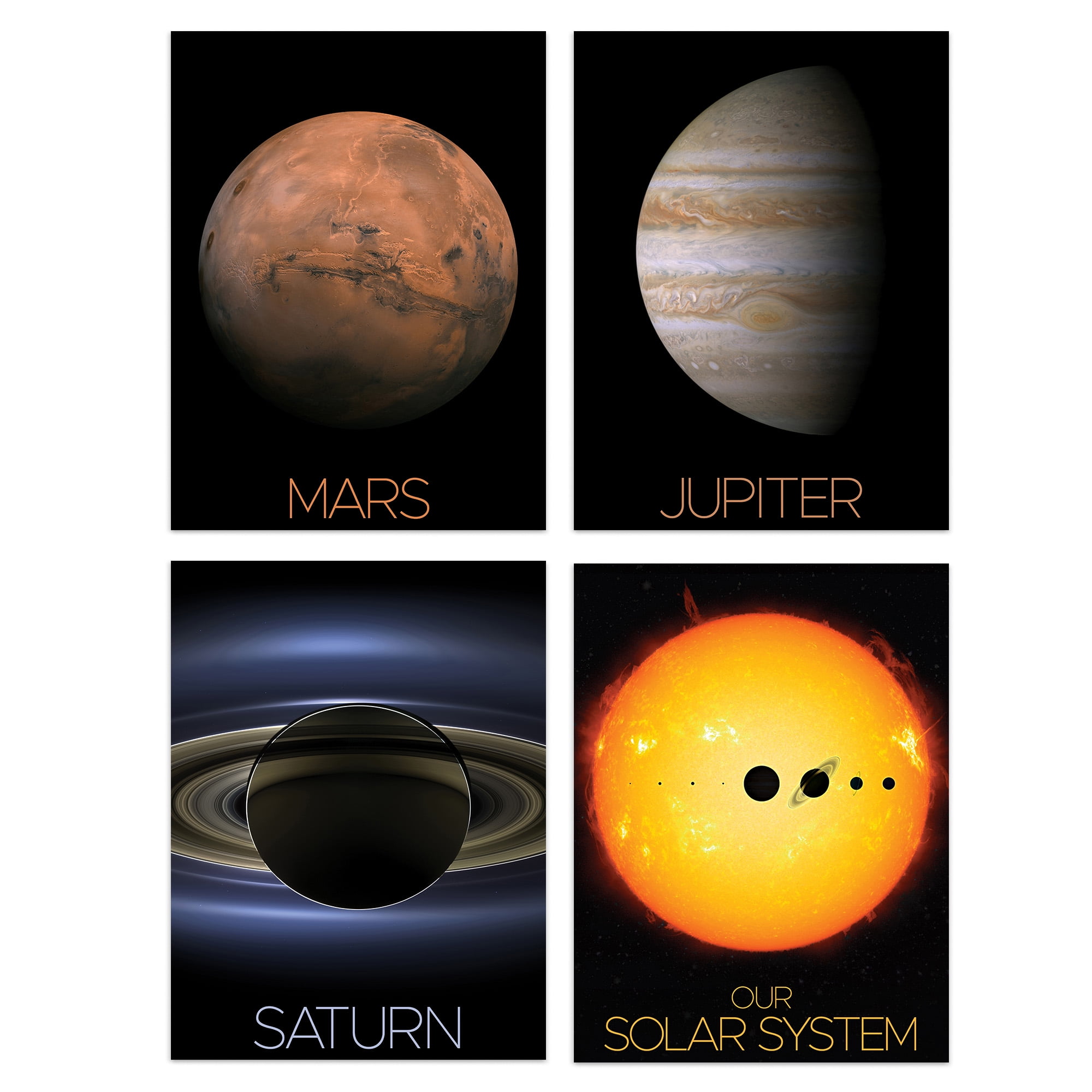 Pack of 4 NASA Our Solar System The Sun and Planets Size Comparison ...