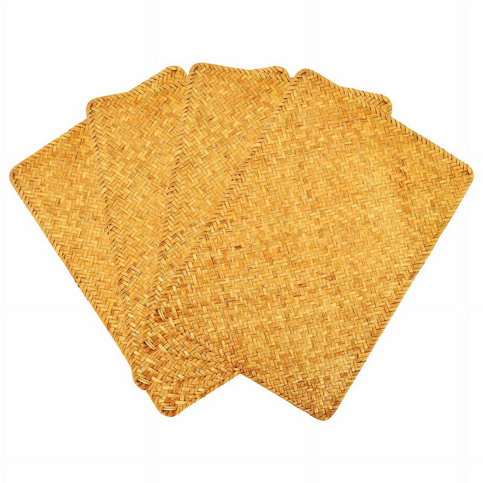 Pack of 4, Natural Seagrass Place MatHand-Woven Rectangular Rattan ...