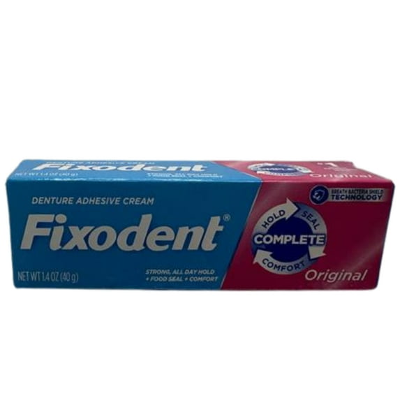 Fixodent Denture Adhesive Cream, Strong Hold, Pack of 4, Original, 1.4 ...