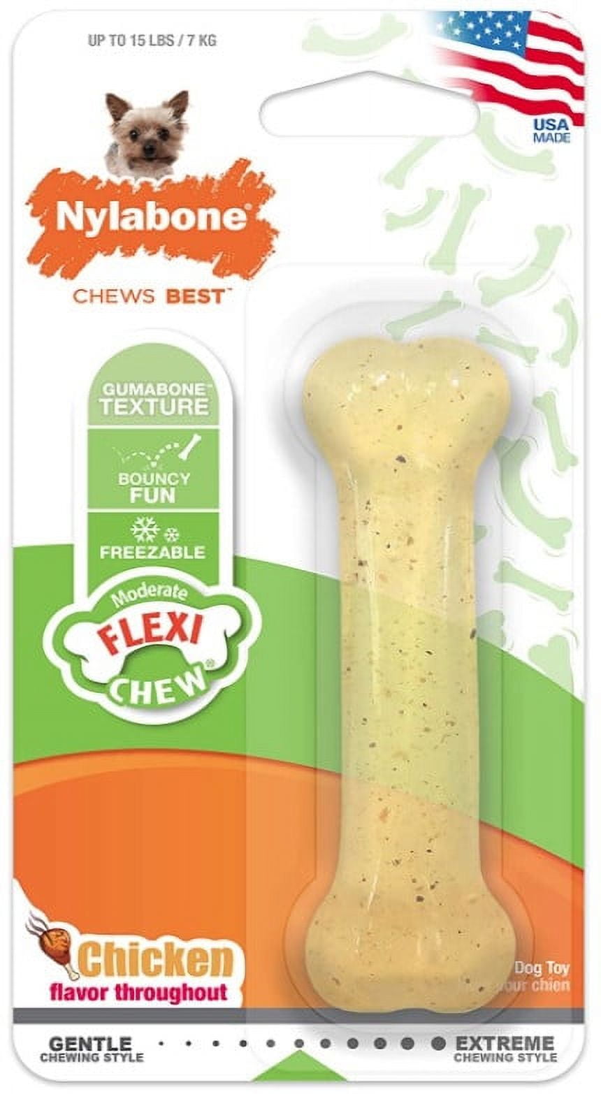 [Pack of 4] Nylabone Flexi Chew Bone Chicken Flavor Petite 1 count ...