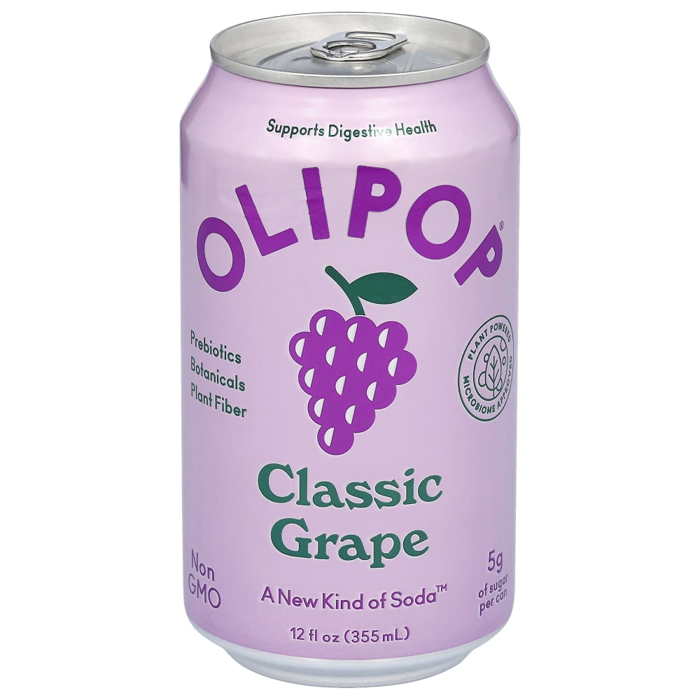 Pack of 4 Olipop Clasic Grape Sparkling Tonic Soda Can, 12 fl oz ...