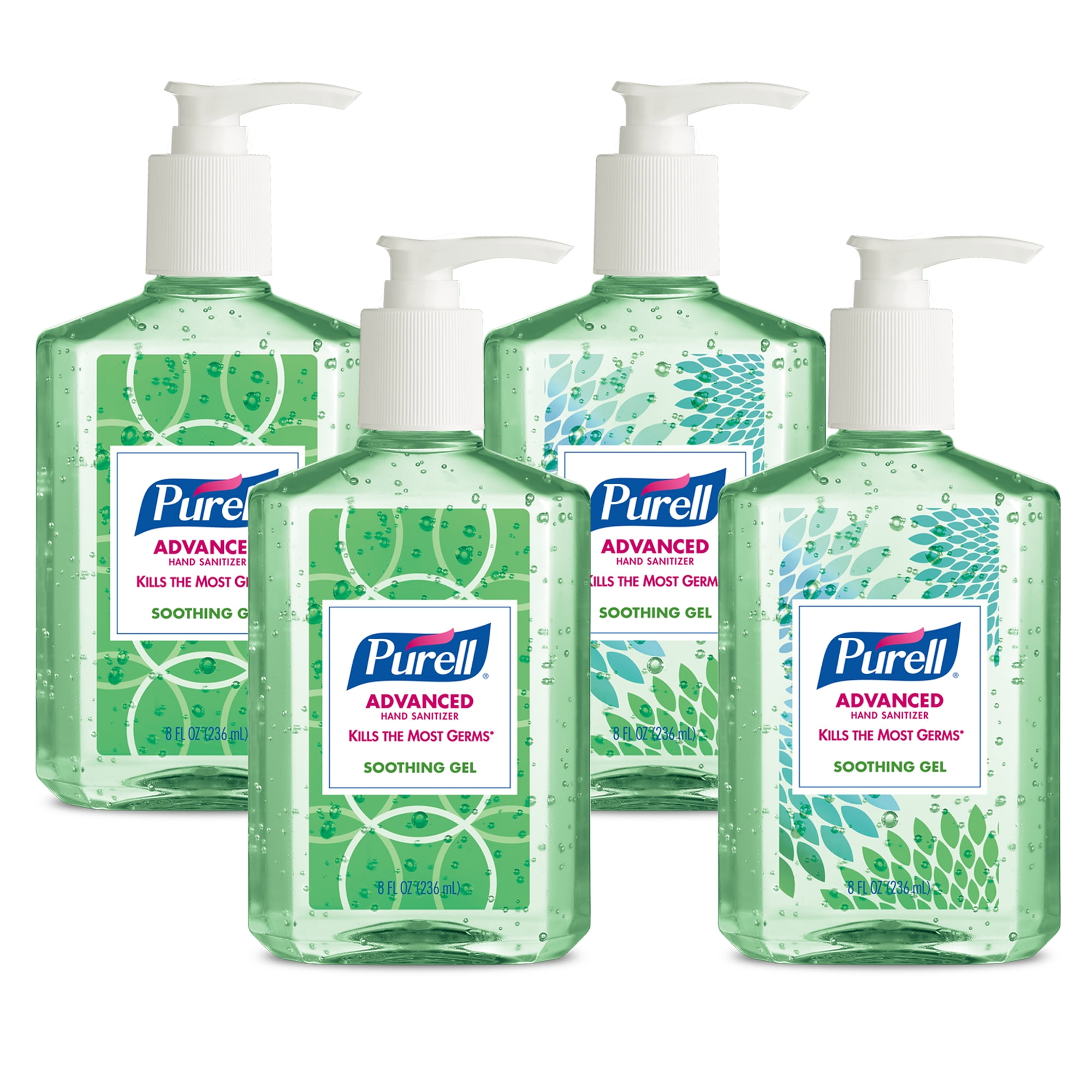 Purell Advanced 8 Ounce Hand Sanitizer Design Series with Aloe Pack of 4