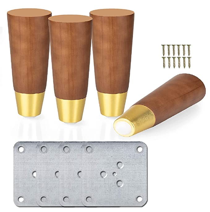 Pack of 4 Piece Strong Design Rosewood Round Sofa Cone Shape Leg 5 Inch ...
